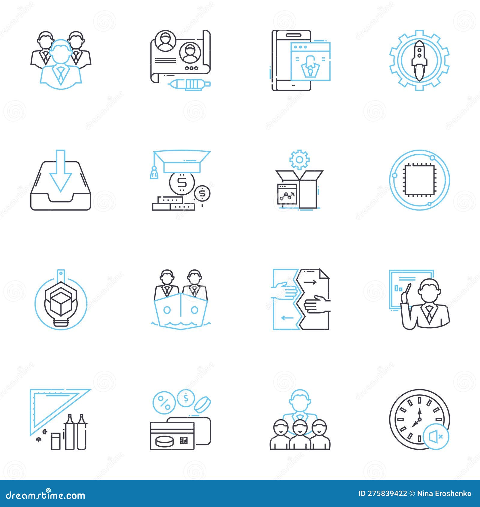 Professional Workspace Design Linear Icons Set. Ergonomics ...