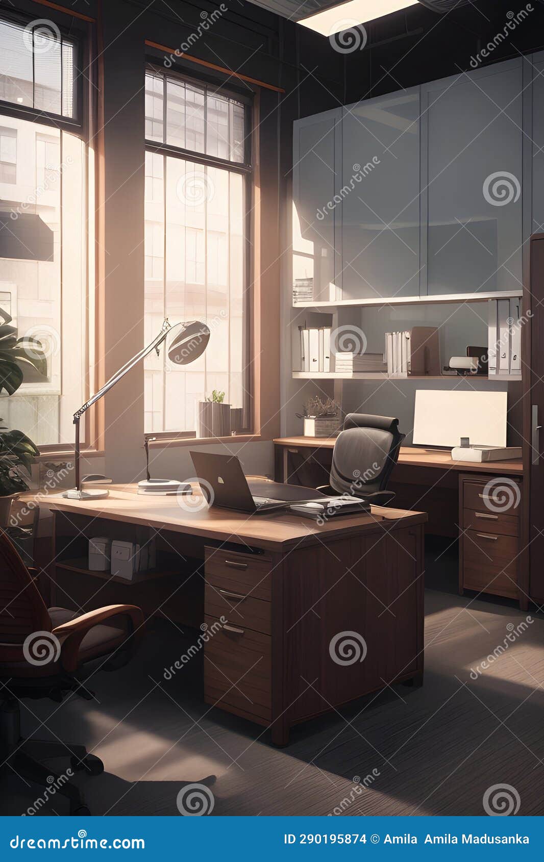 Professional workspace stock illustration. Illustration of lighting ...
