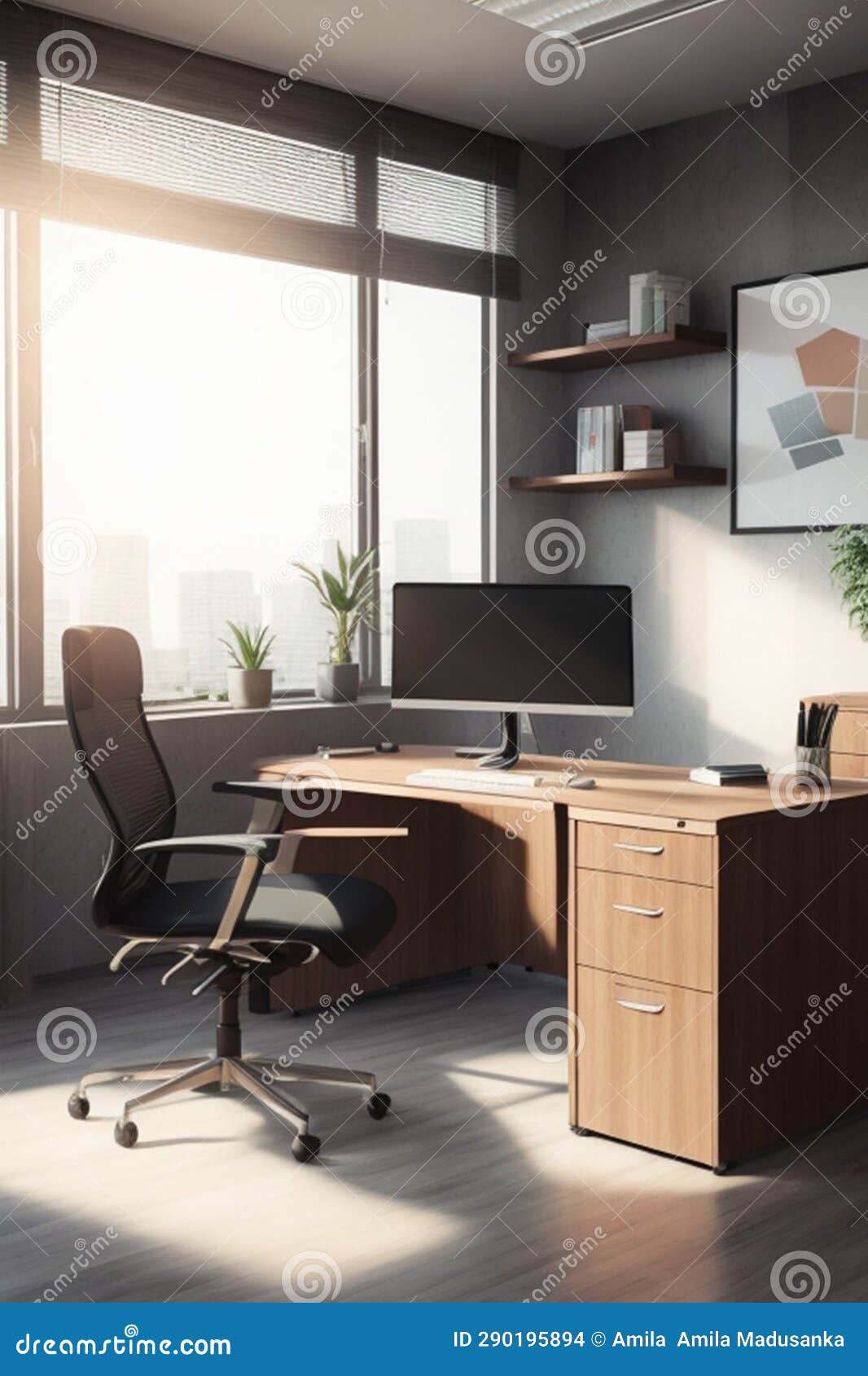 Professional workspace stock illustration. Illustration of evening ...