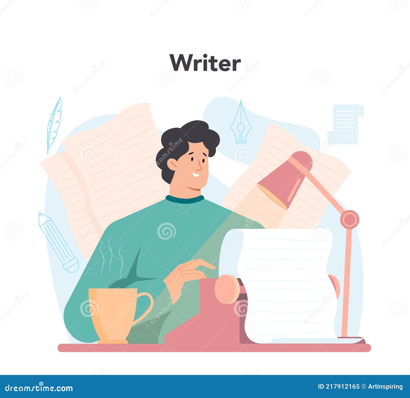 Professional Writer Concept. Author Writing Script of a Novel Stock ...