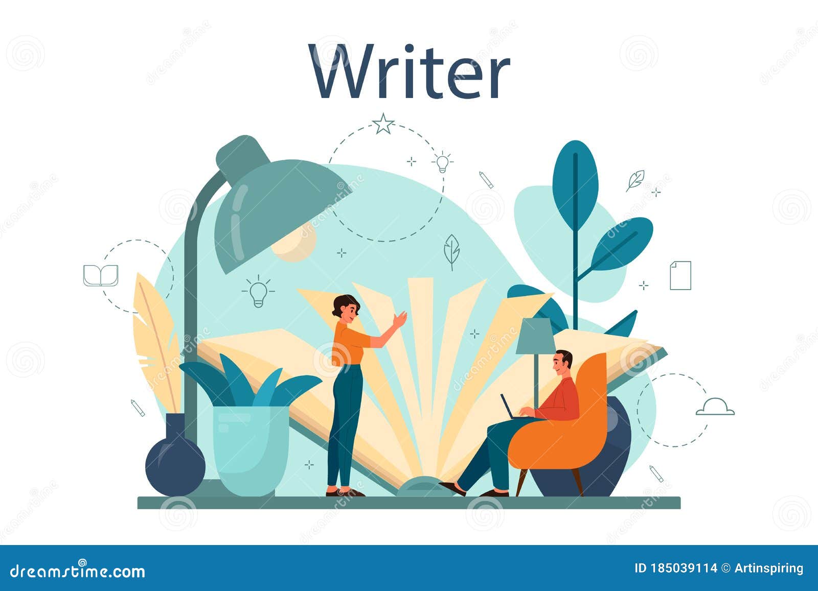 Professional Writer or Journalist Concept Illustration. Idea of ...