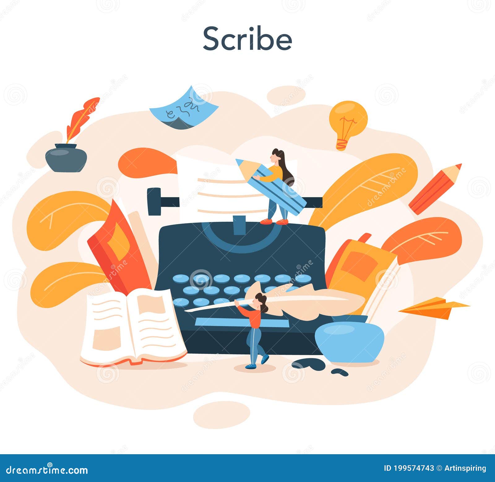 Professional Writer or Journalist Concept Illustration. Idea of ...