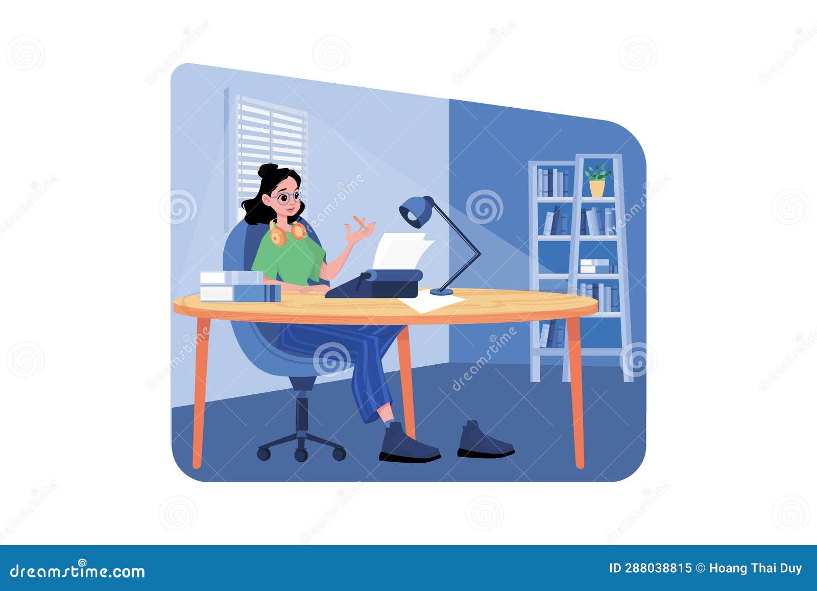 Professional Writer Writing Novel Scripts Stock Illustration ...
