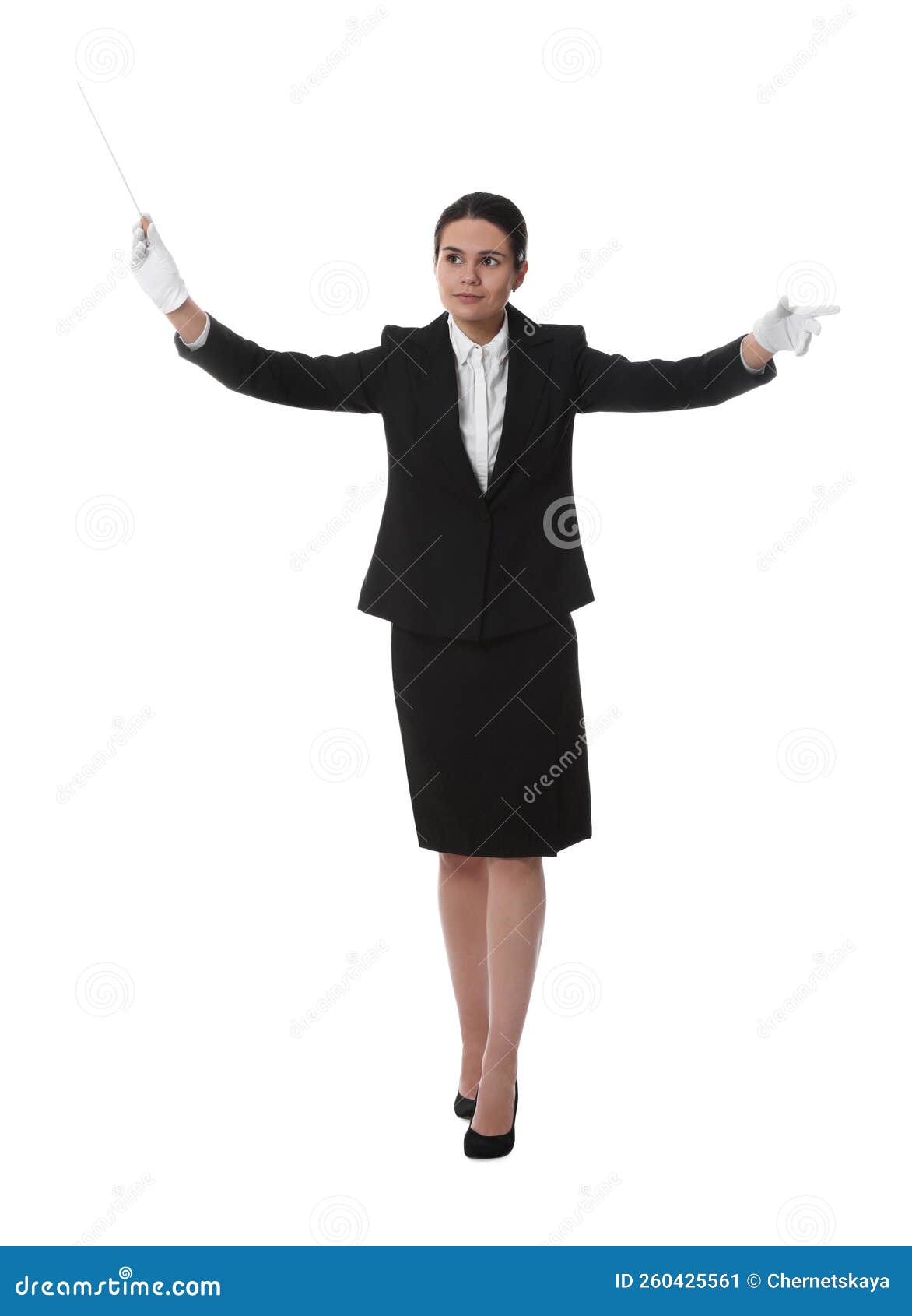 Professional Young Conductor with Baton on White Background Stock Image ...