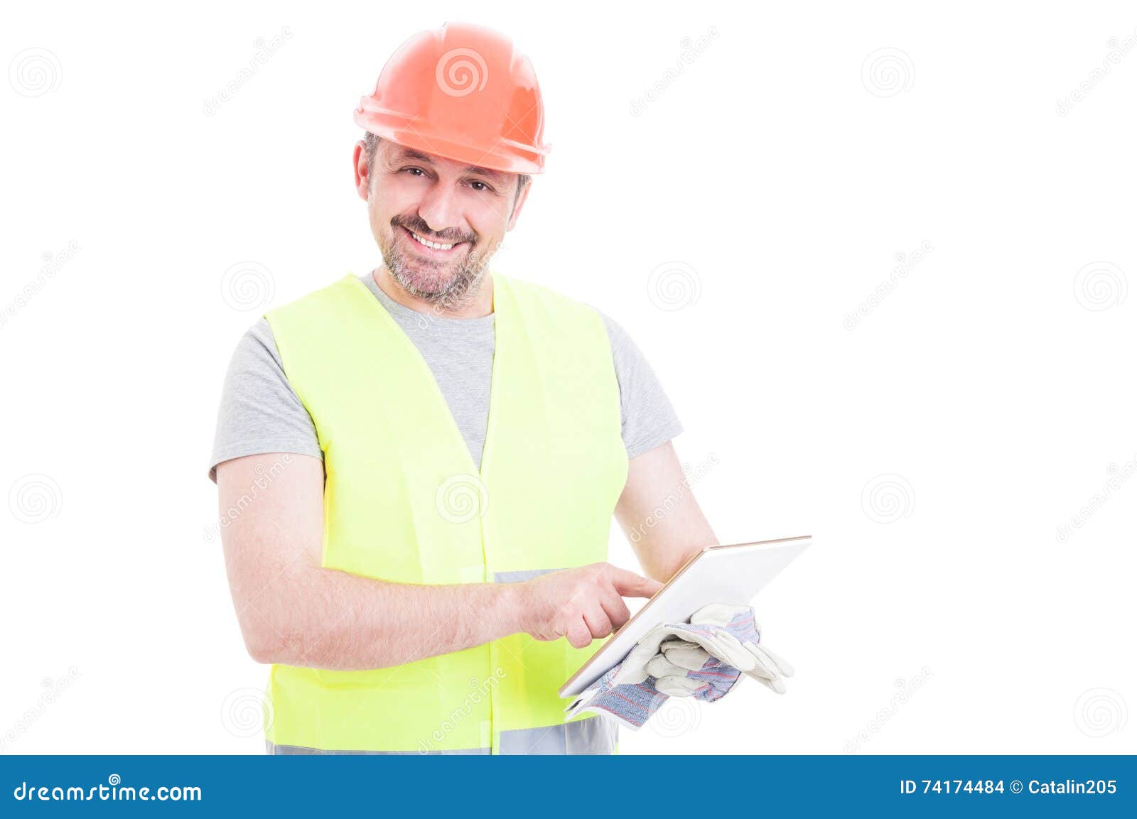 Professional Young Engineer Searching Something on Tablet Stock Photo ...
