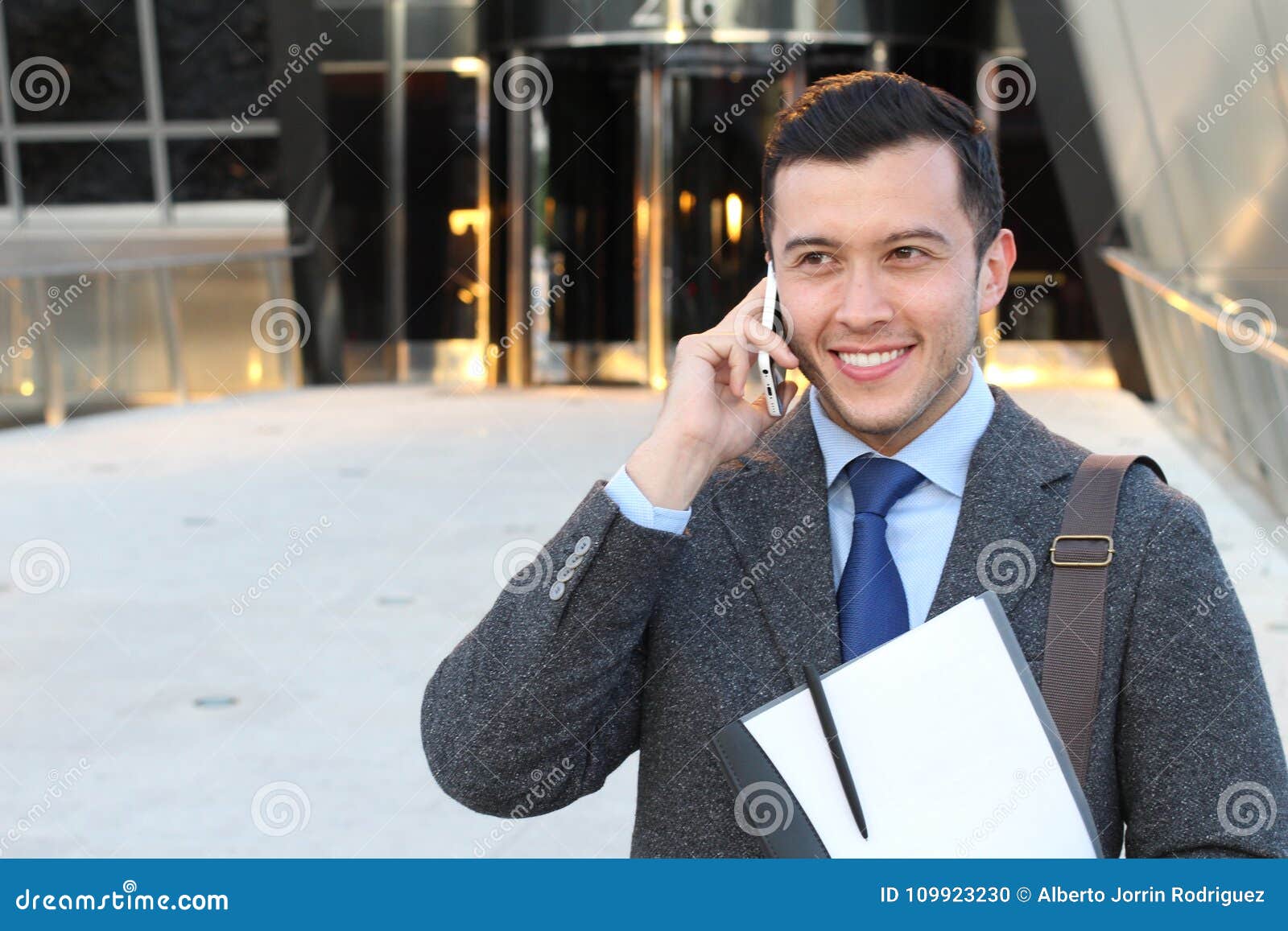 Professional Young Ethnic Man Calling by Phone with Copy Space Stock ...