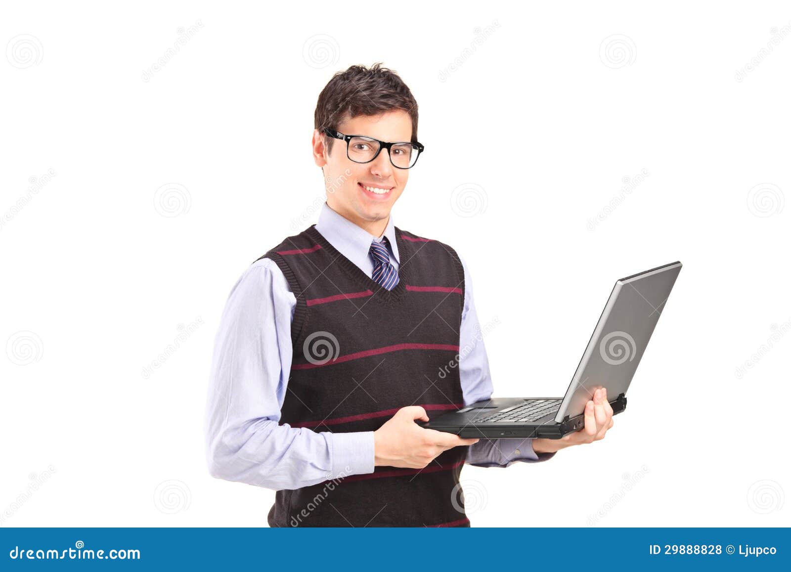 Professional Young Man Holding A Laptop Stock Photo - Image of standing ...