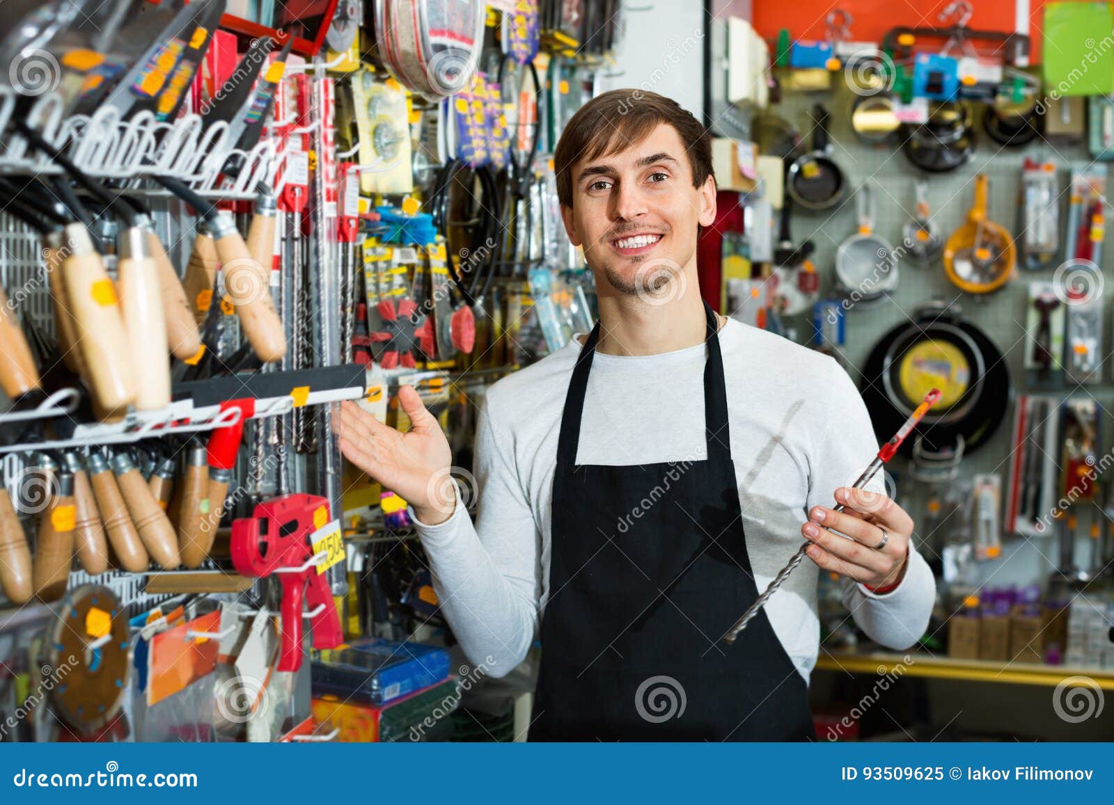 Professional Young Pleasant Salesman Working and Smiling Stock Image ...