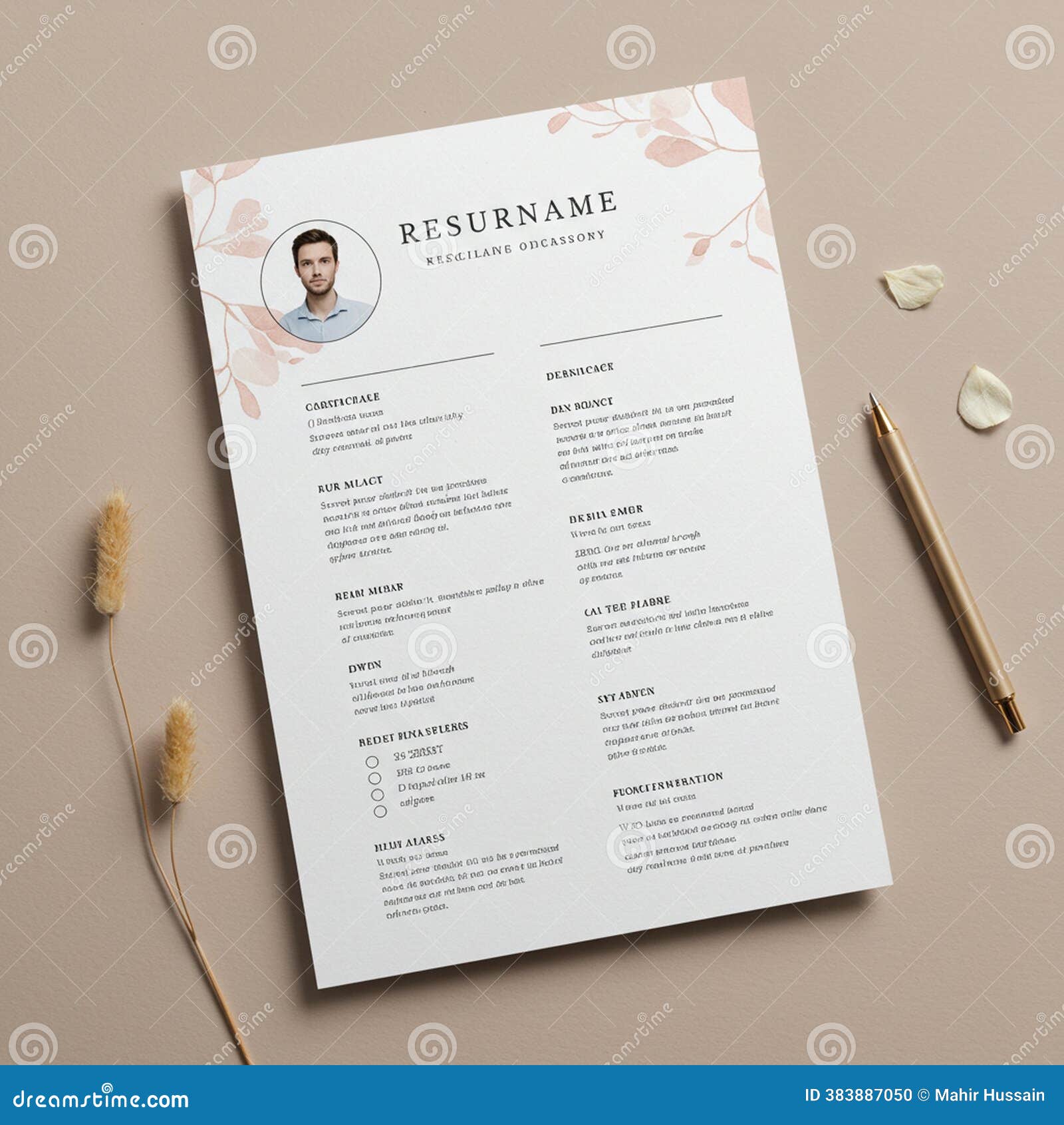 A Professionally Designed Resume With A Minimalist Black Background ...