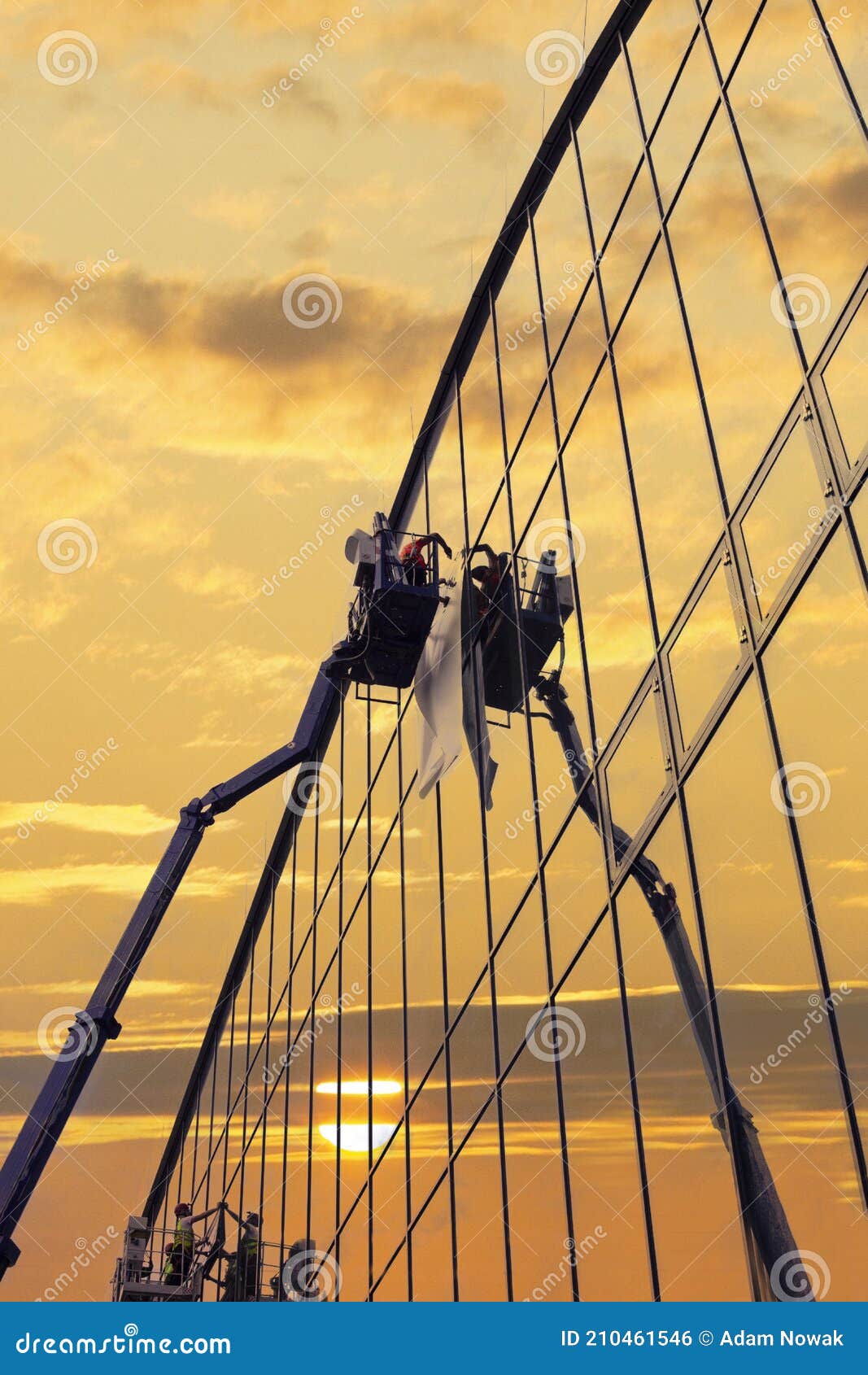 Two Construction Workers Working at Height on Skyscraper Stock Photo ...