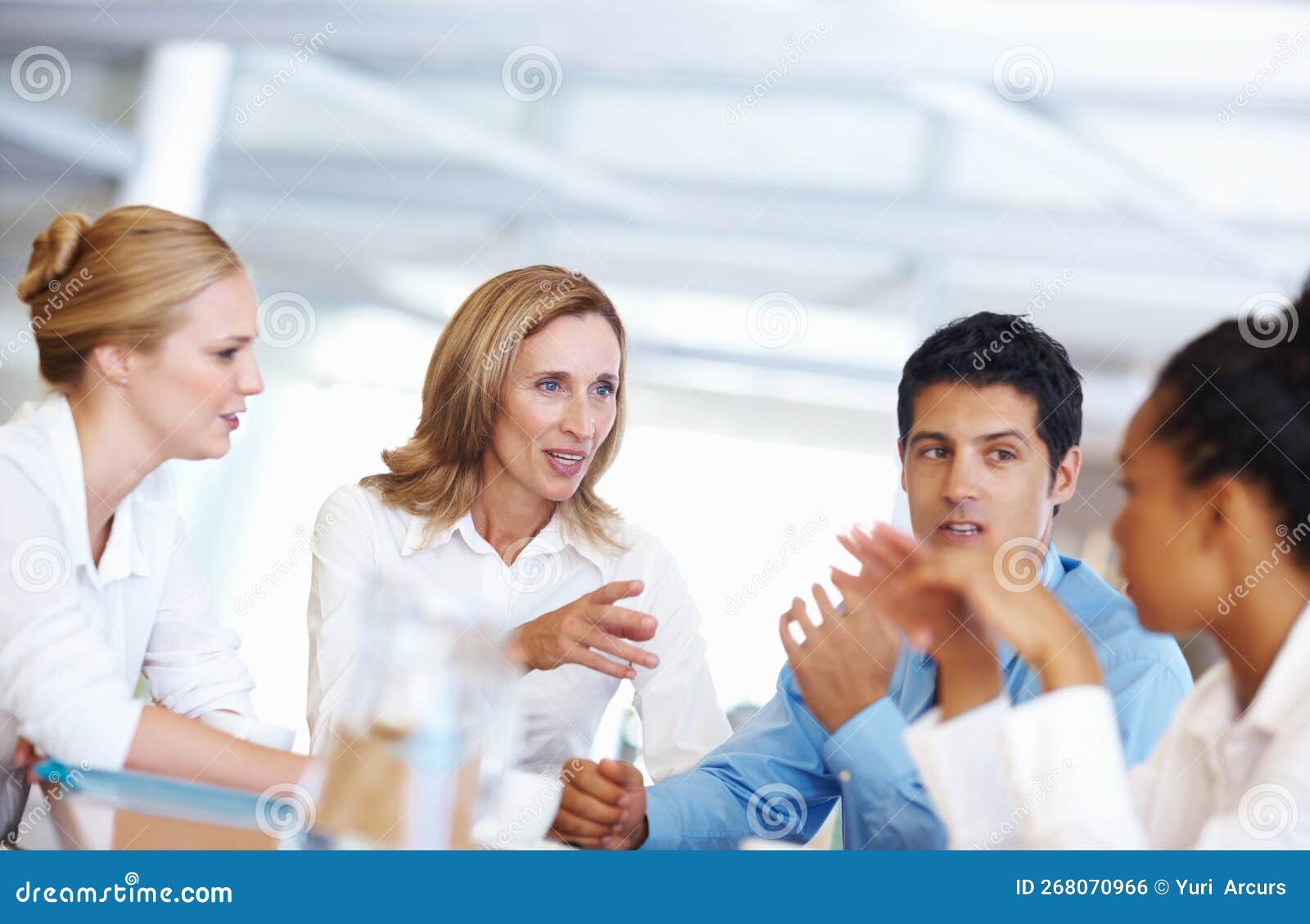 Professionals in Conversation at Seminar Room. Portrait of Confident ...