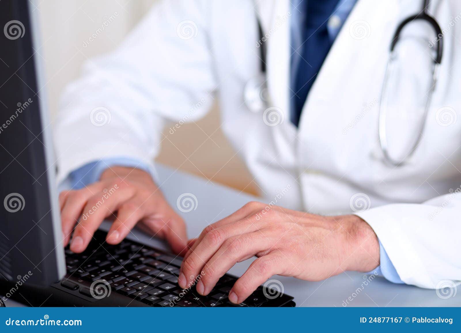 Professionals Doctor Hands Working on Computer Stock Image - Image of ...