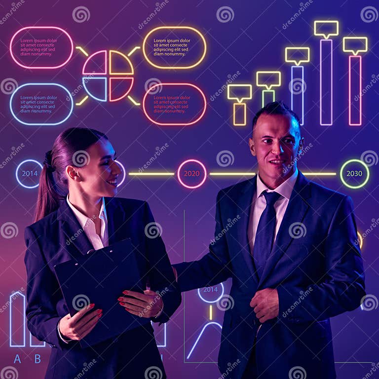 Professionals, Man and Woman, Explains Complex Financial Data with ...