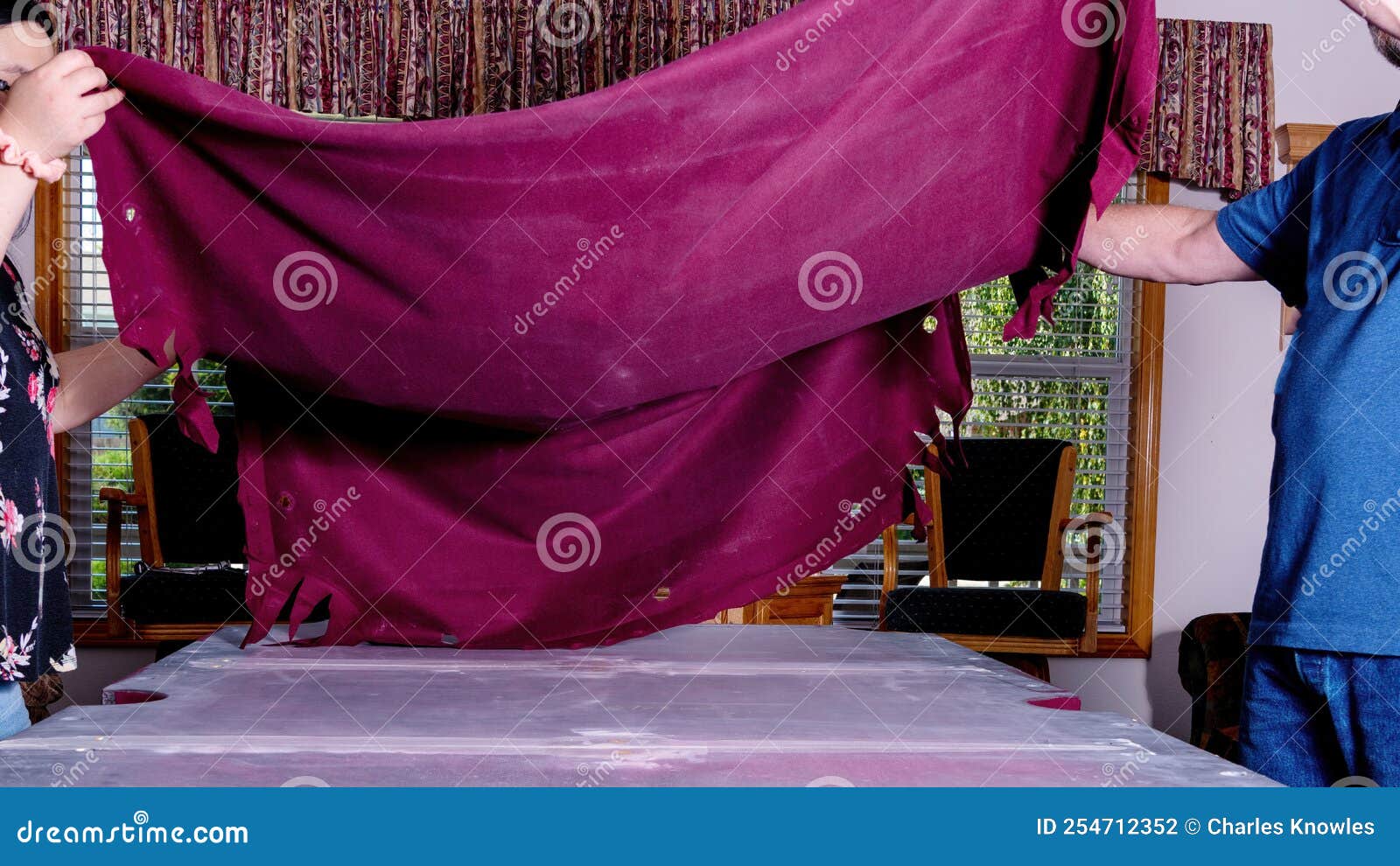 Professionals Remove the Felt from a Pool Table Stock Photo - Image of ...