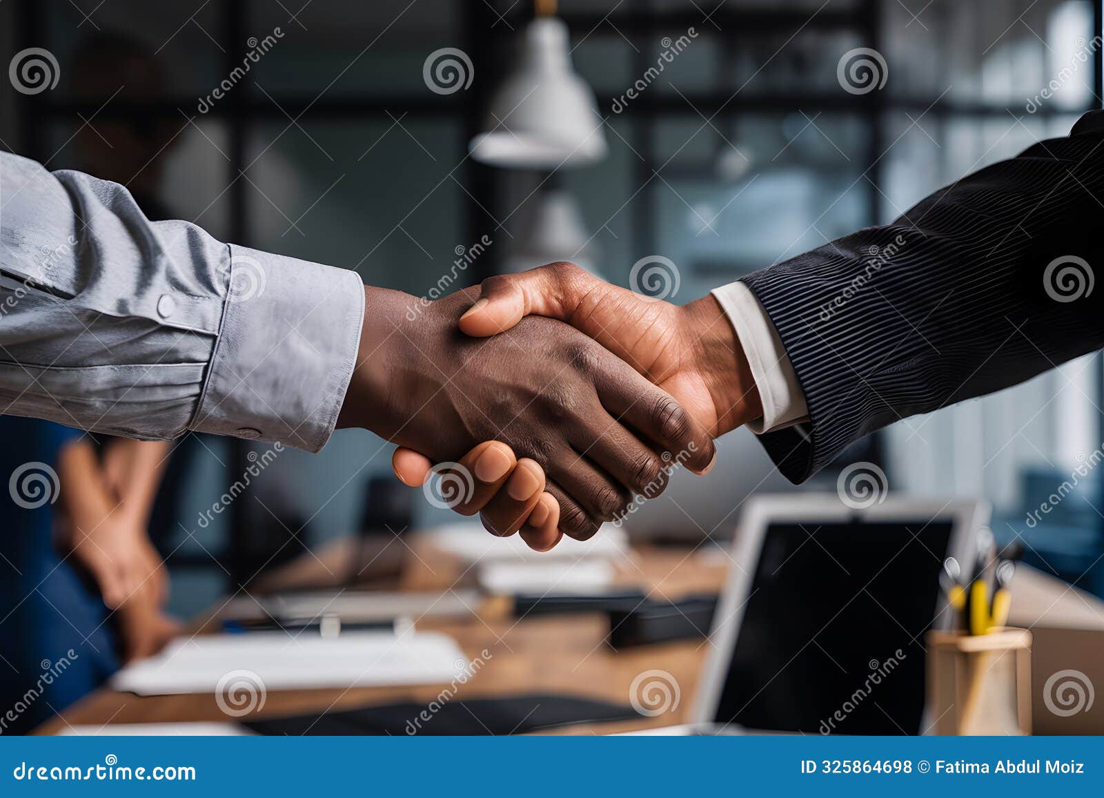 Professionals Shaking Hands in Office, Enhancing Business Collaboration ...