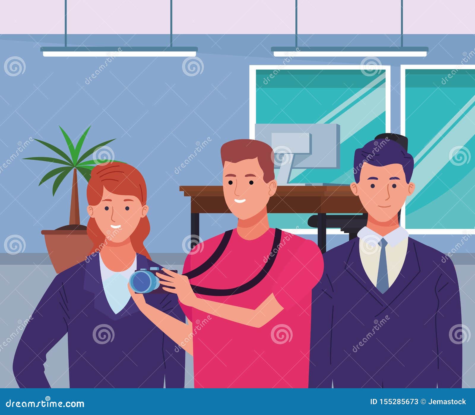 Professionals Workers Characters Smiling Cartoons Stock Vector ...