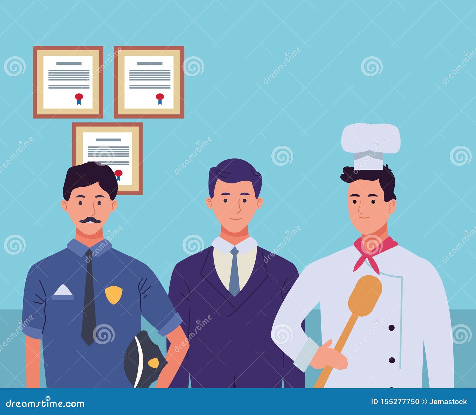 Professionals Workers Characters Smiling Cartoons Stock Vector ...