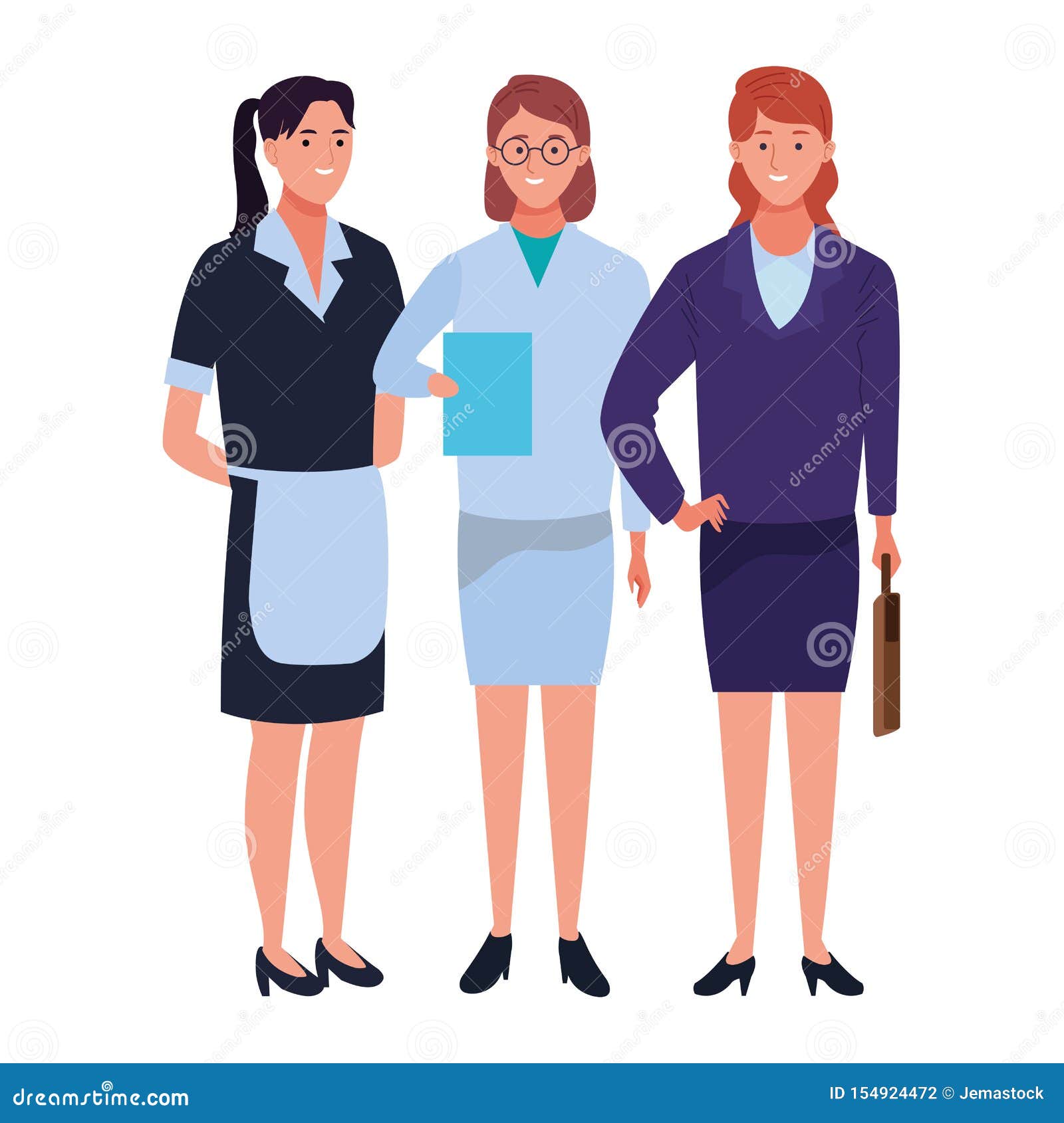 Professionals Workers Characters Smiling Cartoons Stock Vector ...