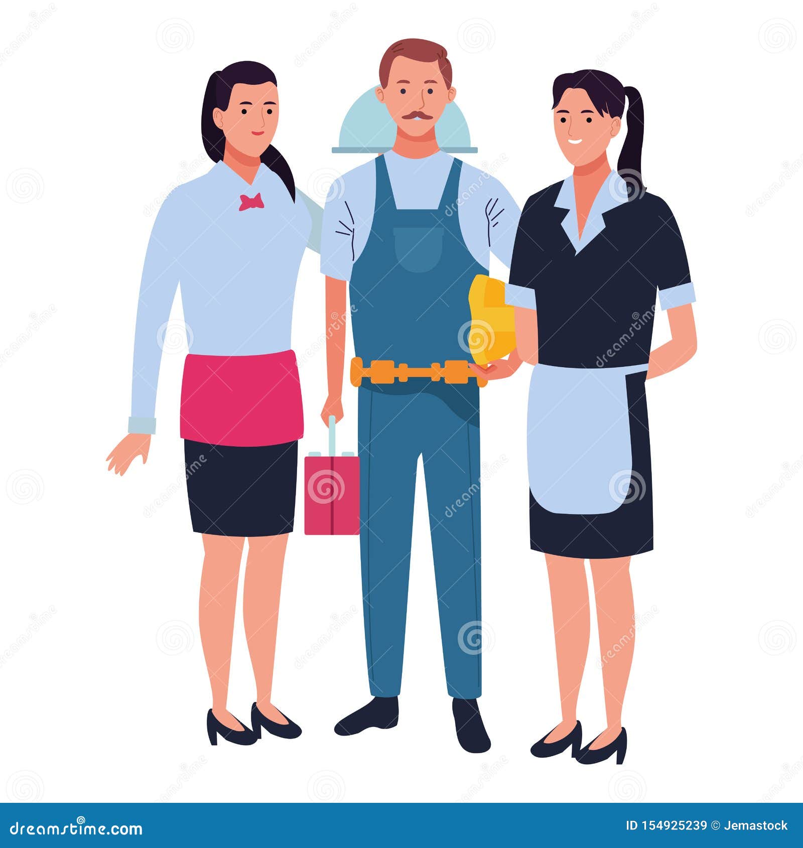 Professionals Workers Characters Smiling Cartoons Stock Vector ...