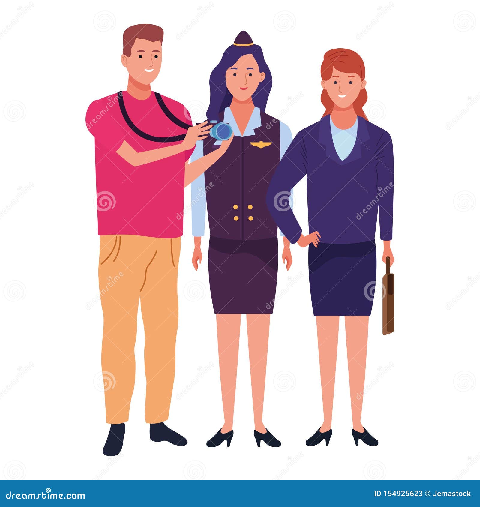 Professionals Workers Characters Smiling Cartoons Stock Vector ...