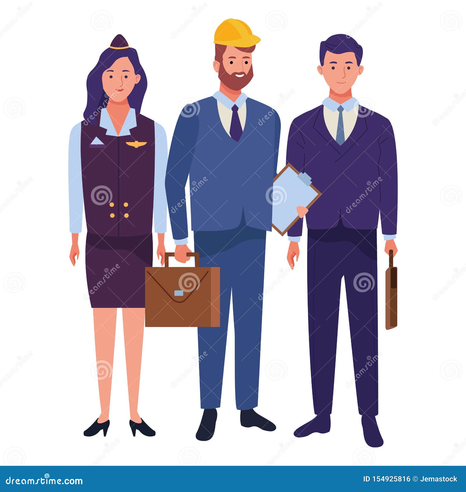 Professionals Workers Characters Smiling Cartoons Stock Vector ...