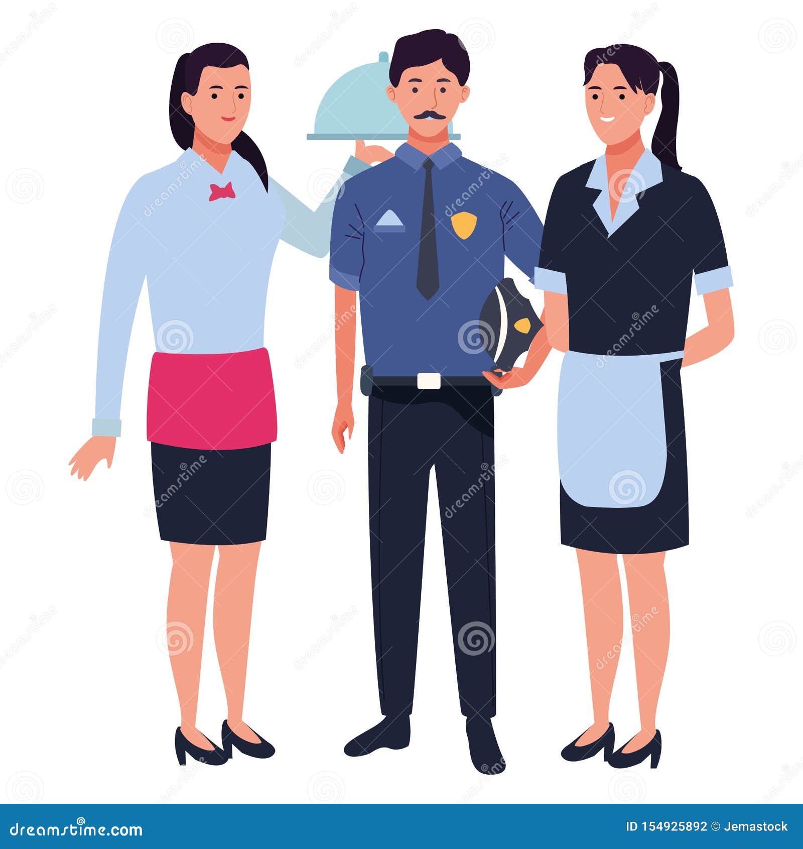 Professionals Workers Characters Smiling Cartoons Stock Vector ...