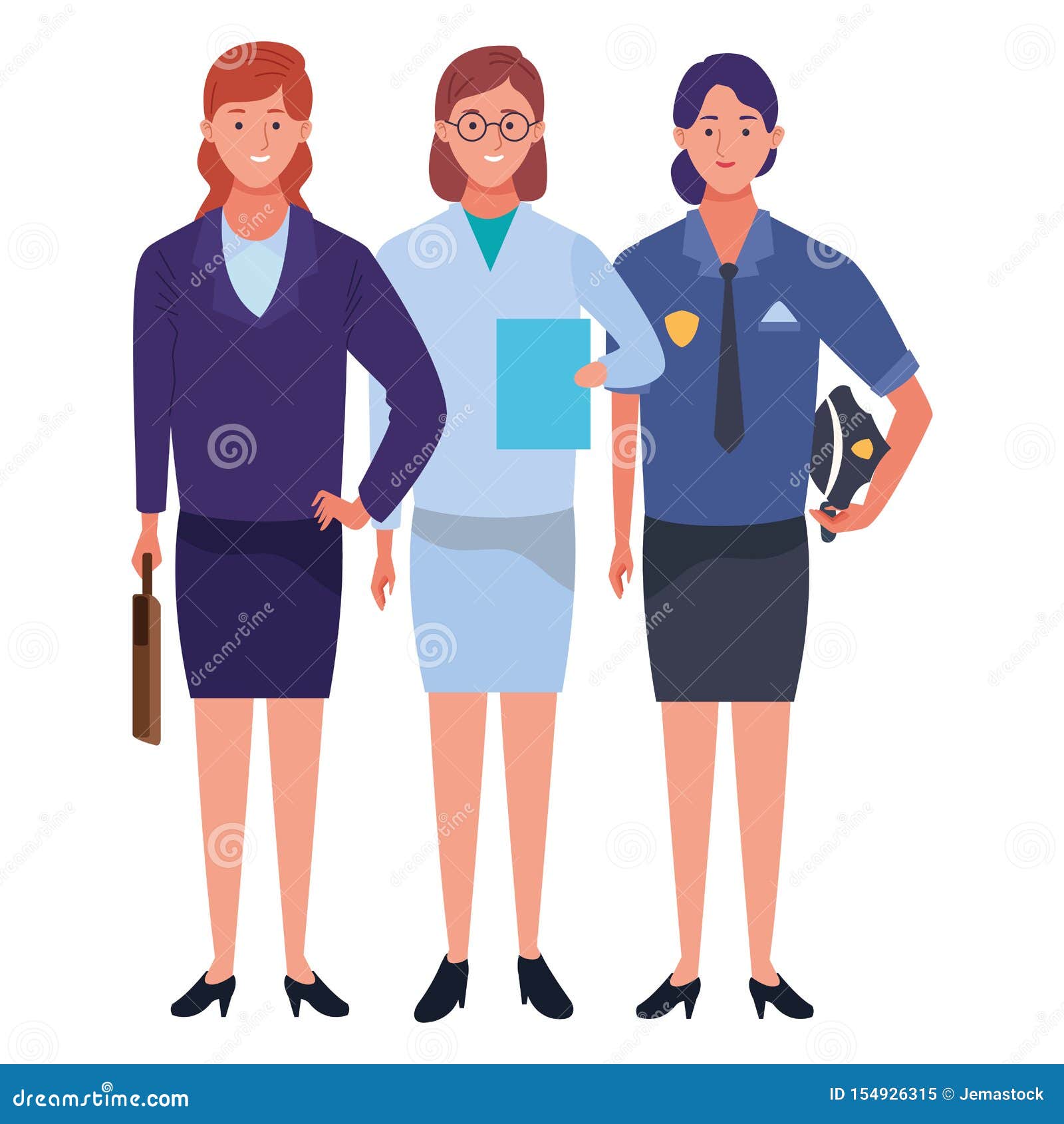 Professionals Workers Characters Smiling Cartoons Stock Vector ...