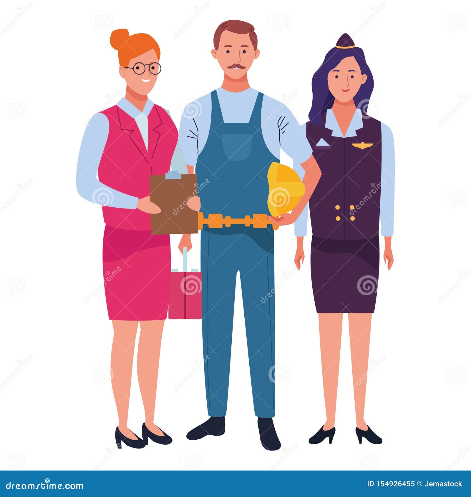 Professionals Workers Characters Smiling Cartoons Stock Vector ...