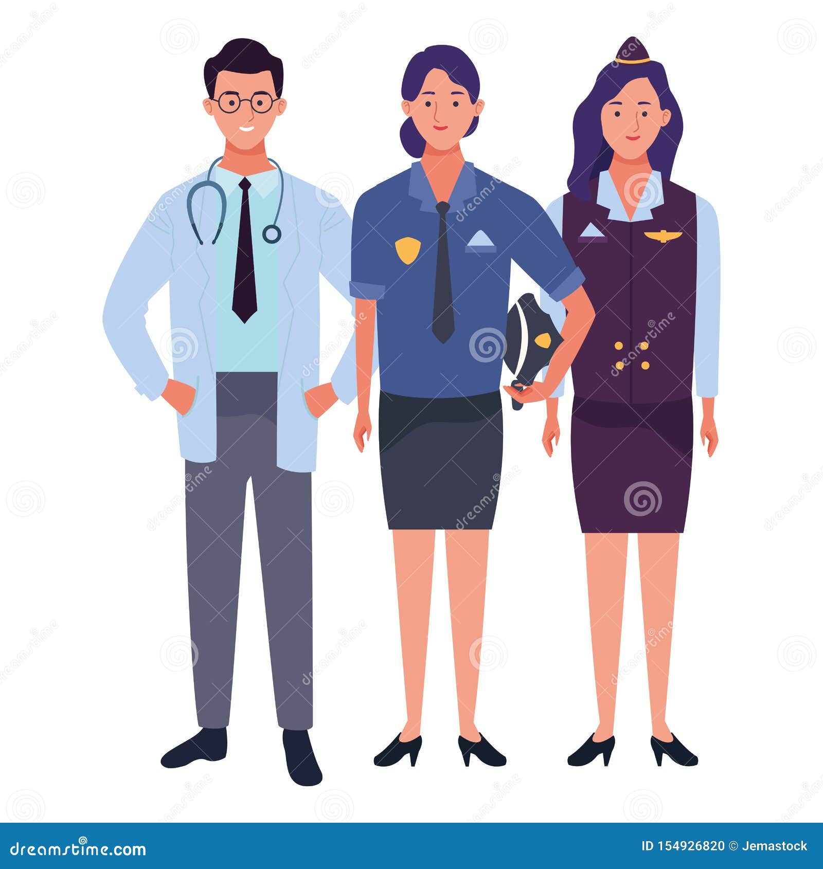 Professionals Workers Characters Smiling Cartoons Stock Vector ...