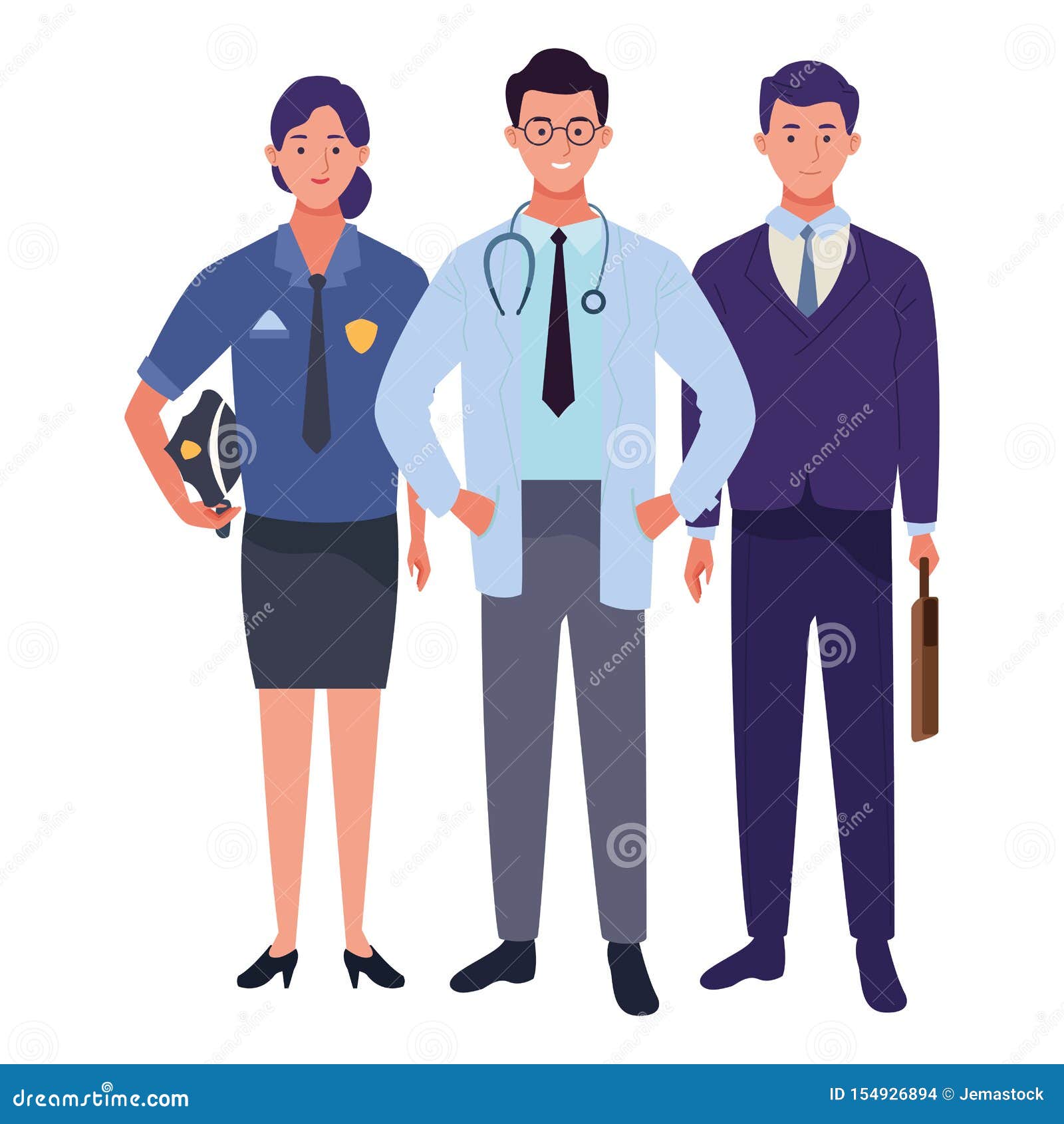 Professionals Workers Characters Smiling Cartoons Stock Vector ...