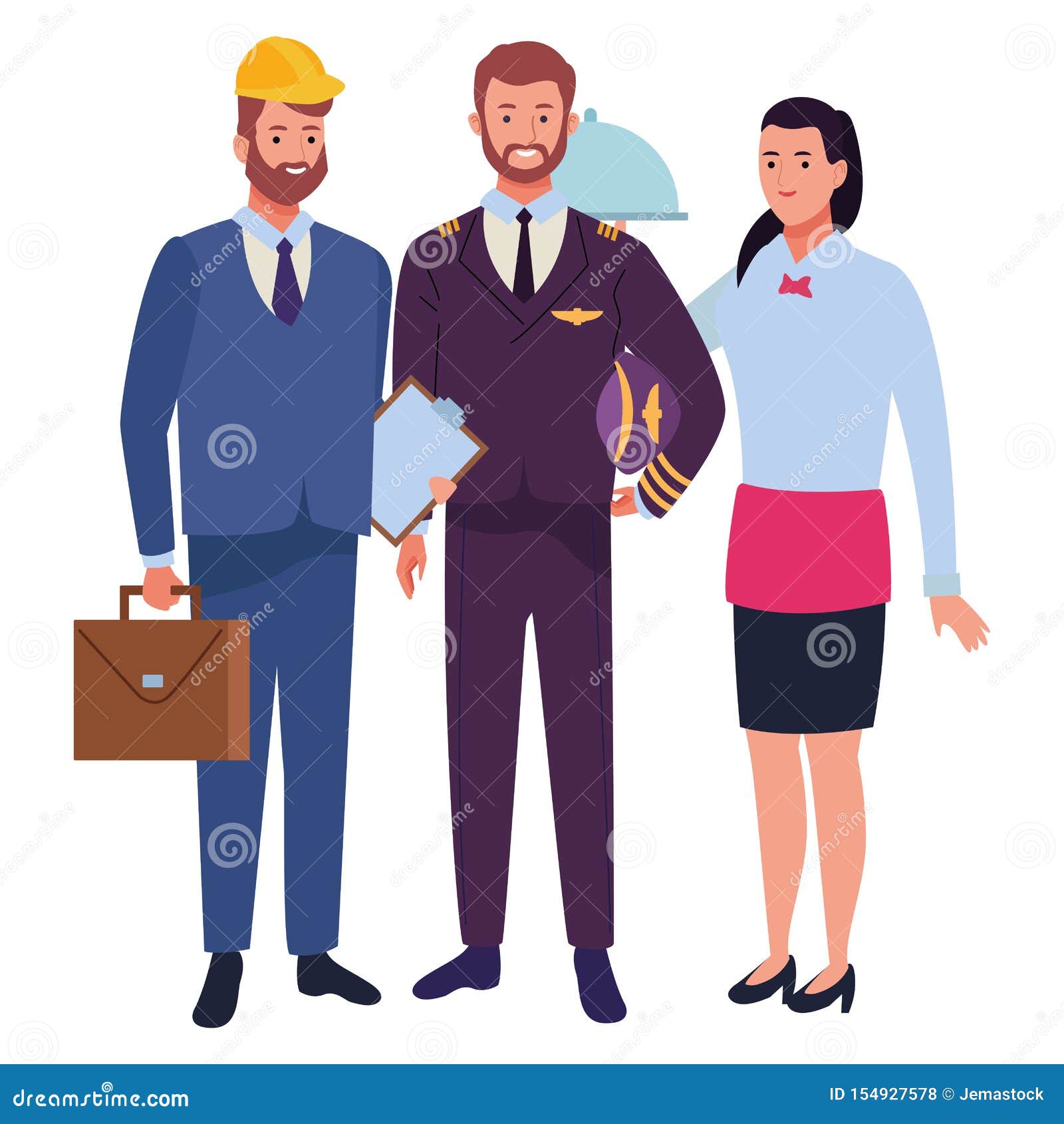 Professionals Workers Characters Smiling Cartoons Stock Vector ...