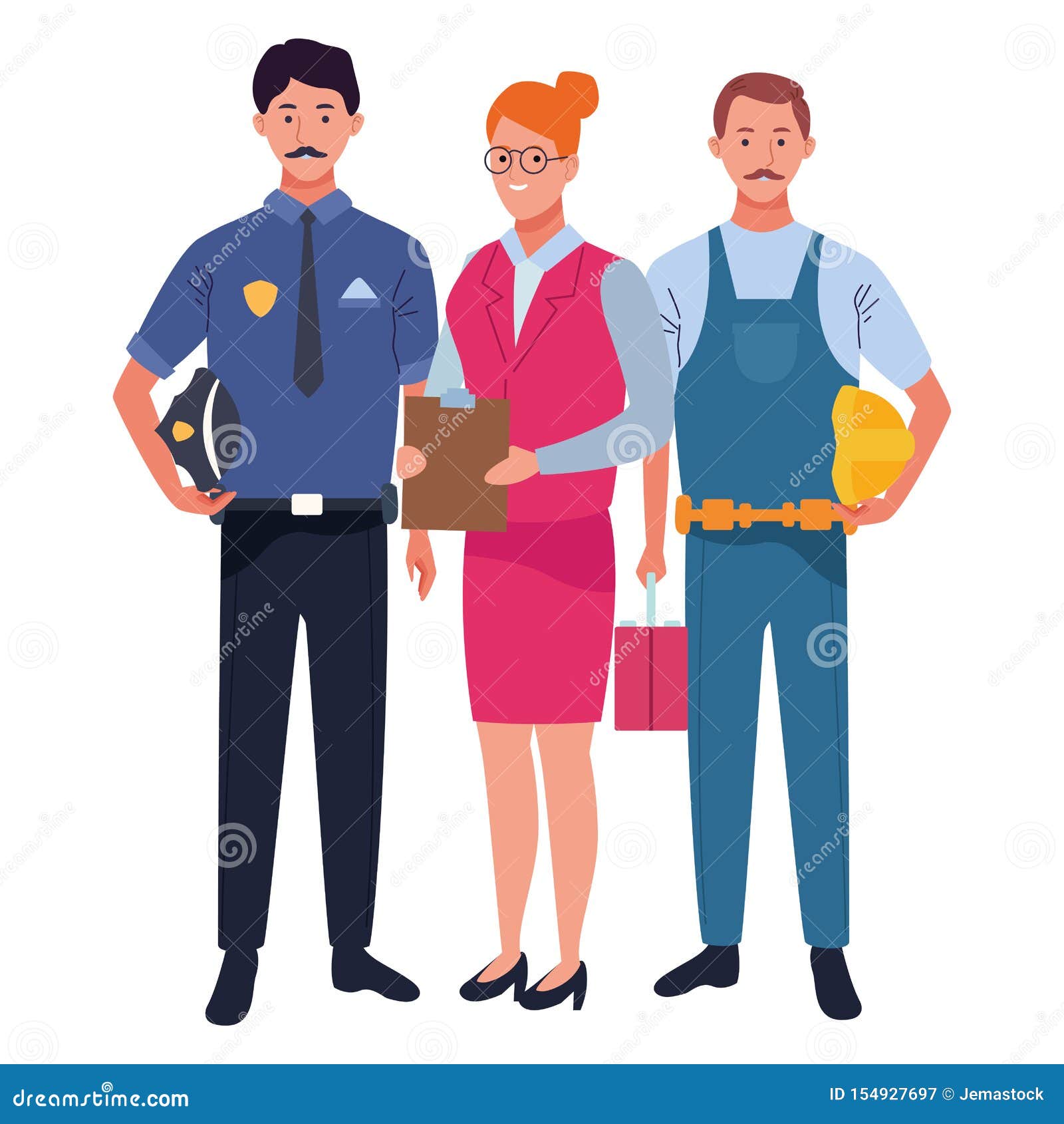 Professionals Workers Characters Smiling Cartoons Stock Vector ...