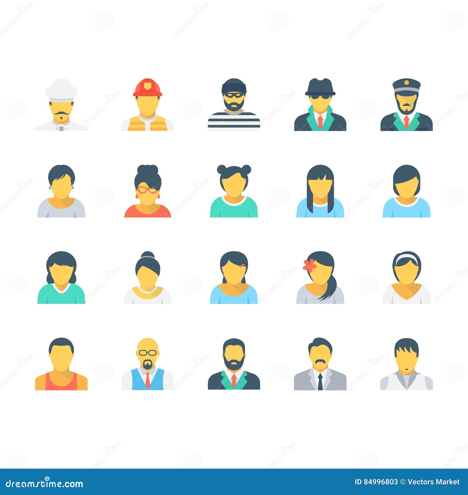 Professions Colored Vector Icons 6 Stock Illustration - Illustration of ...