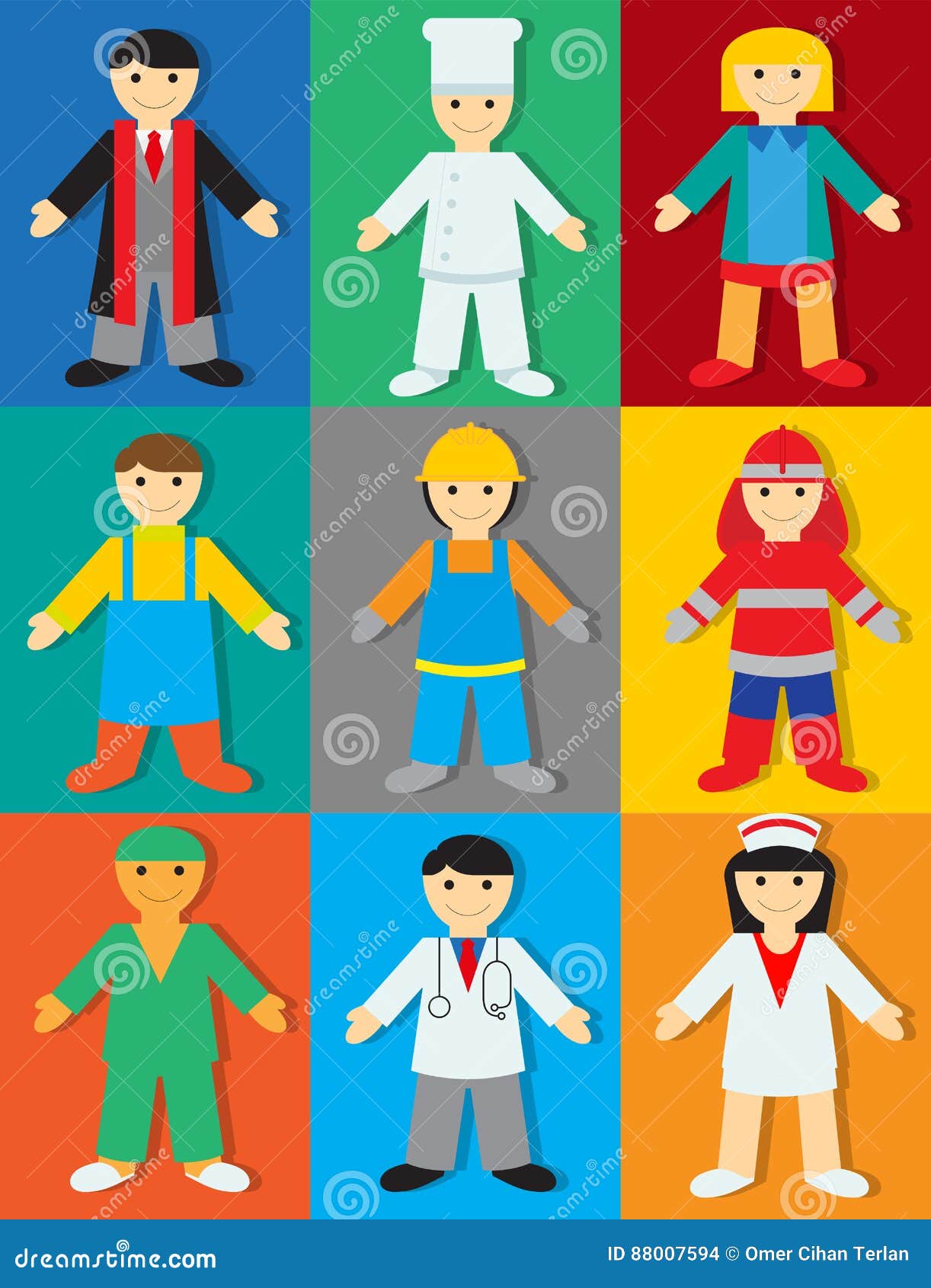 Professions with Colors & Shadows Stock Vector - Illustration of kids ...