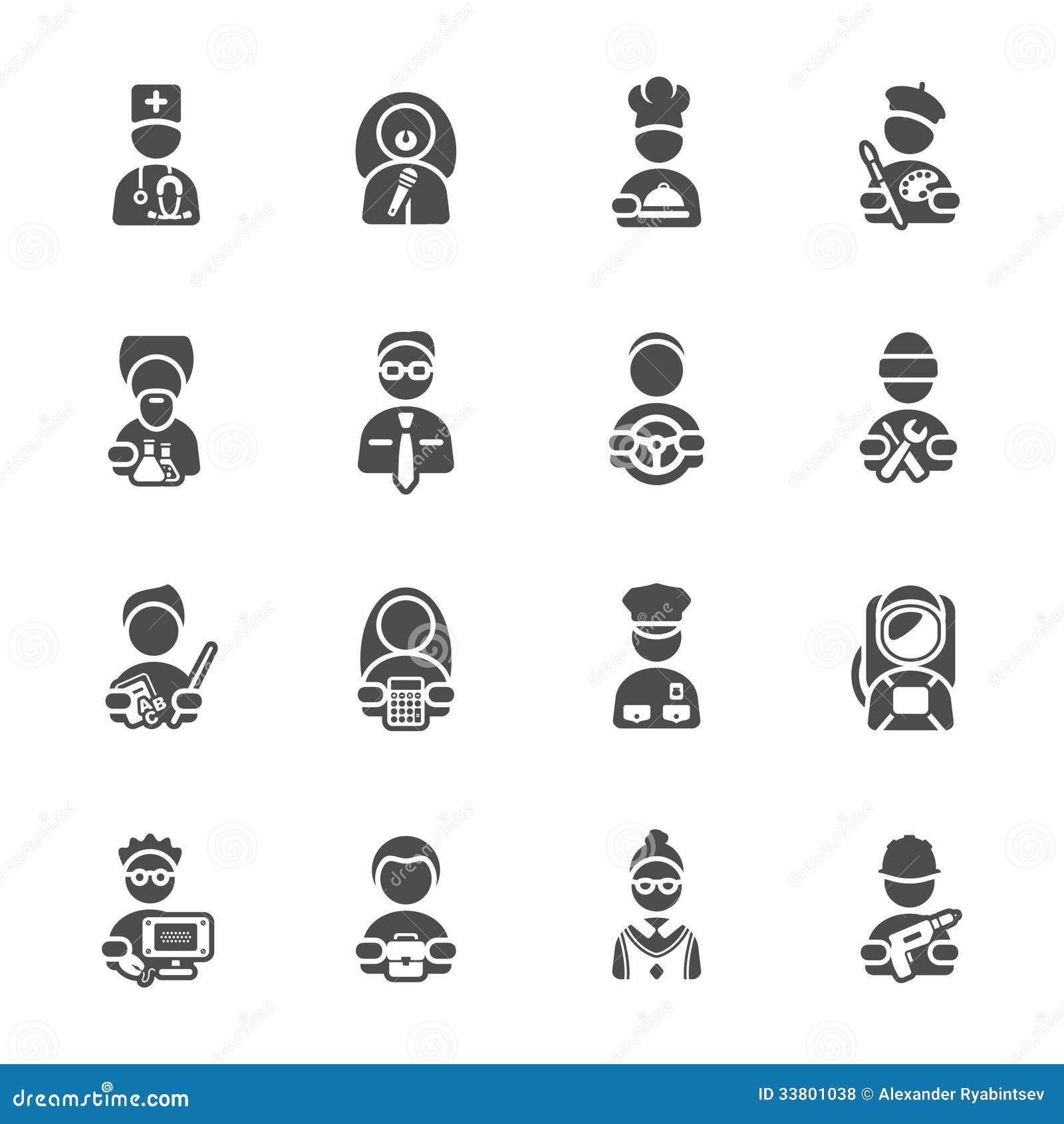 Professions icons set stock vector. Illustration of outfit - 33801038