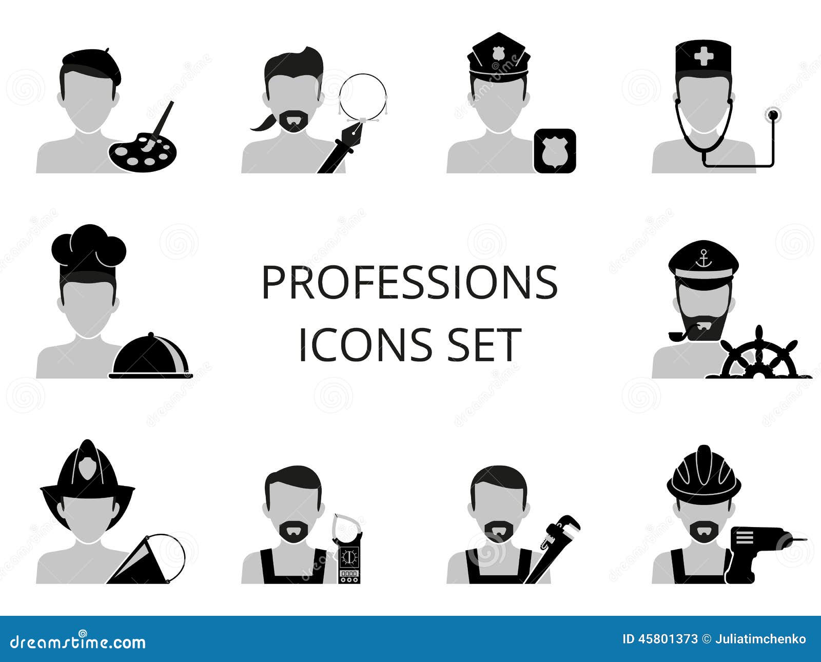 Professions icons set stock vector. Illustration of electrician - 45801373