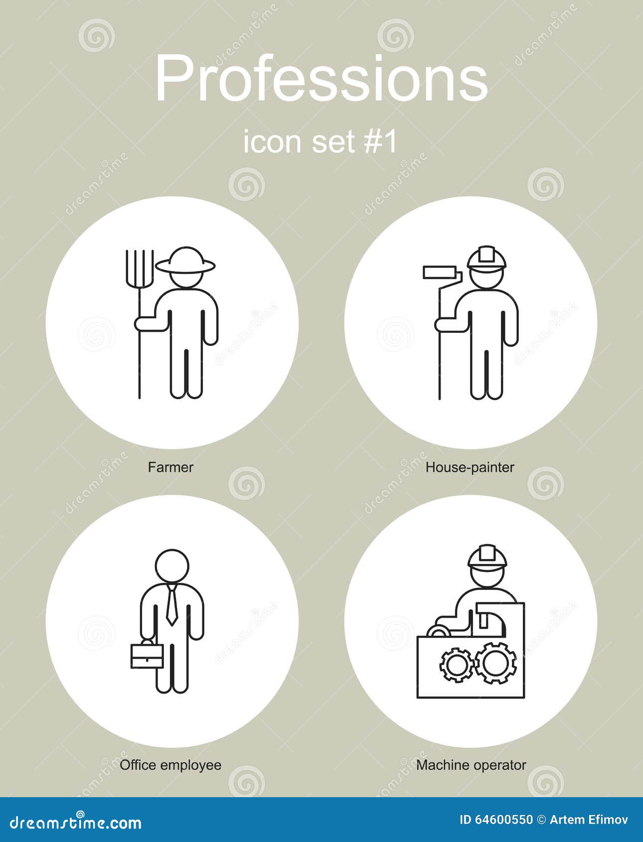 Professions Editable Line Icons, 100 Vector Set, Collection ...