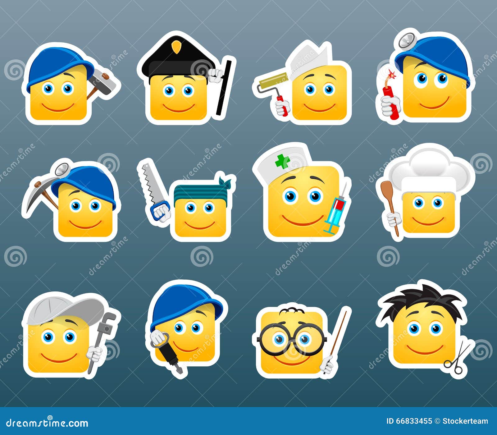 Professions smile stickers stock vector. Illustration of occupation ...