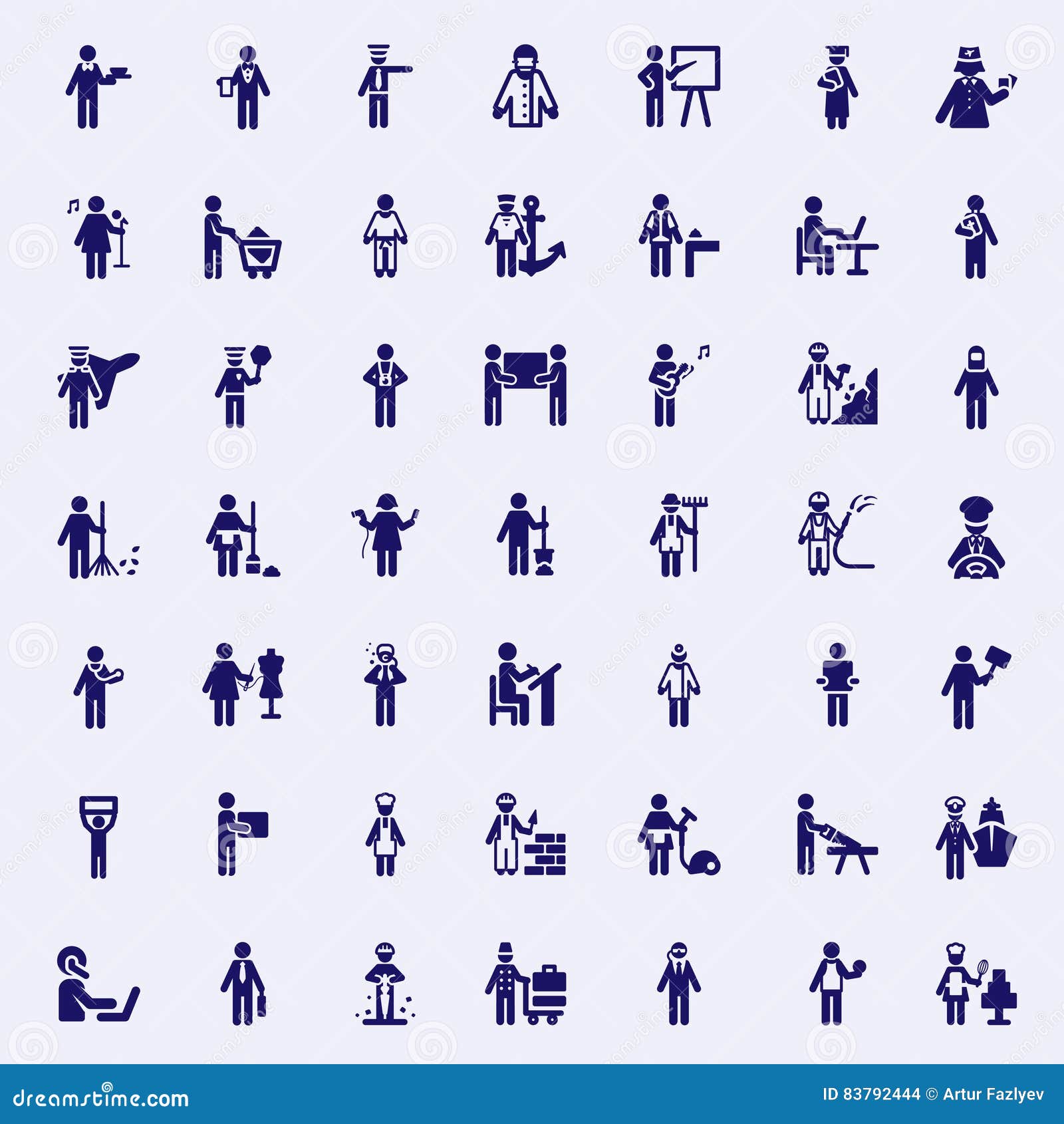 Professions stick figures stock vector. Illustration of artist - 83792444