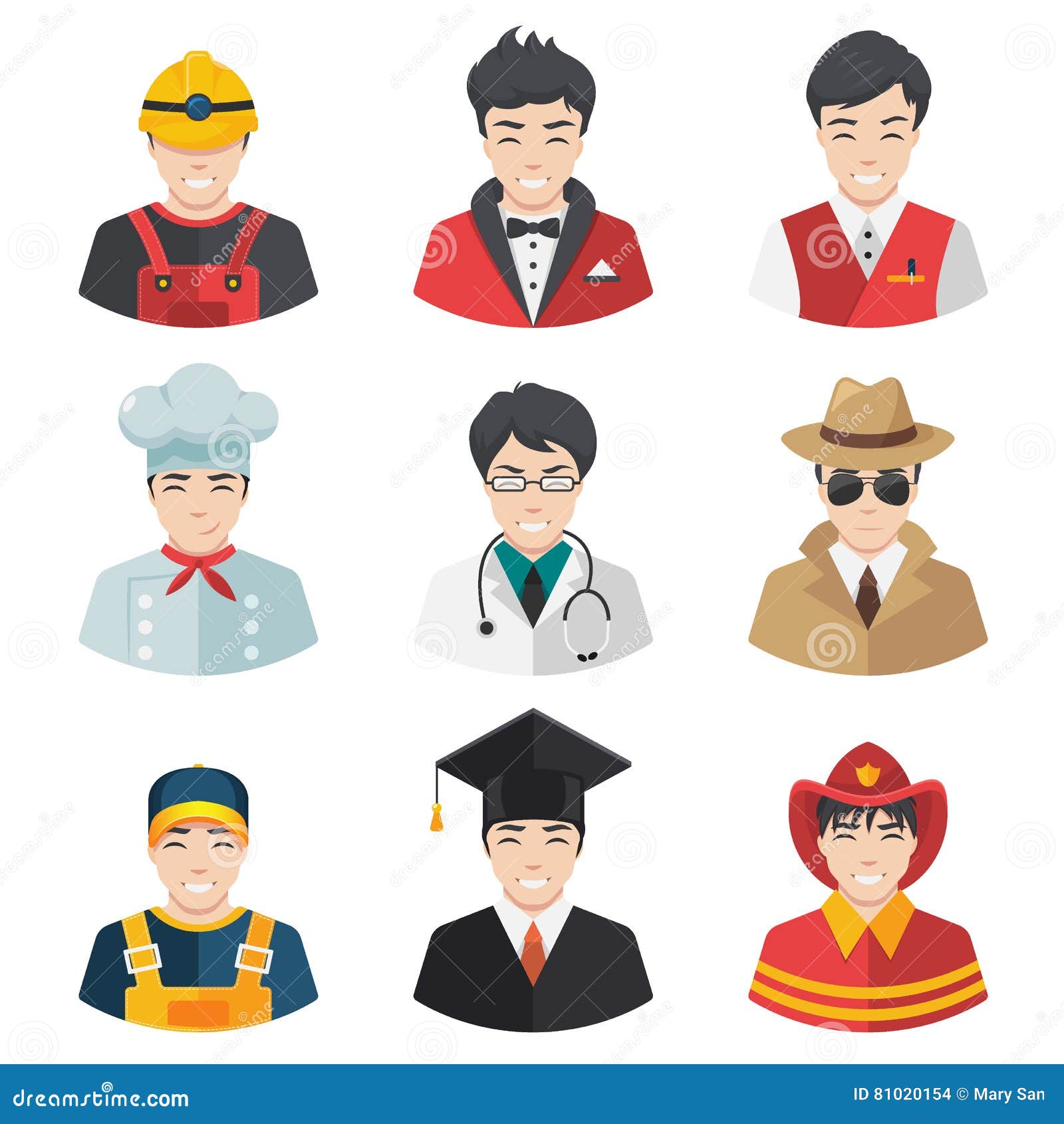 Professions Vector Flat Icons Stock Vector - Illustration of avatar ...