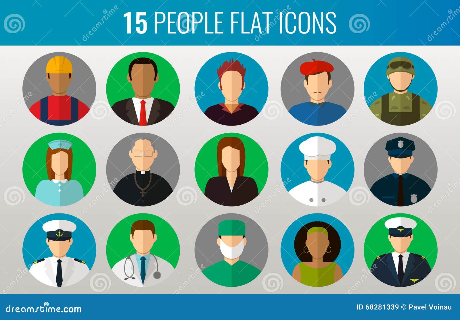 Professions Vector Flat Icons Stock Vector - Illustration of male ...