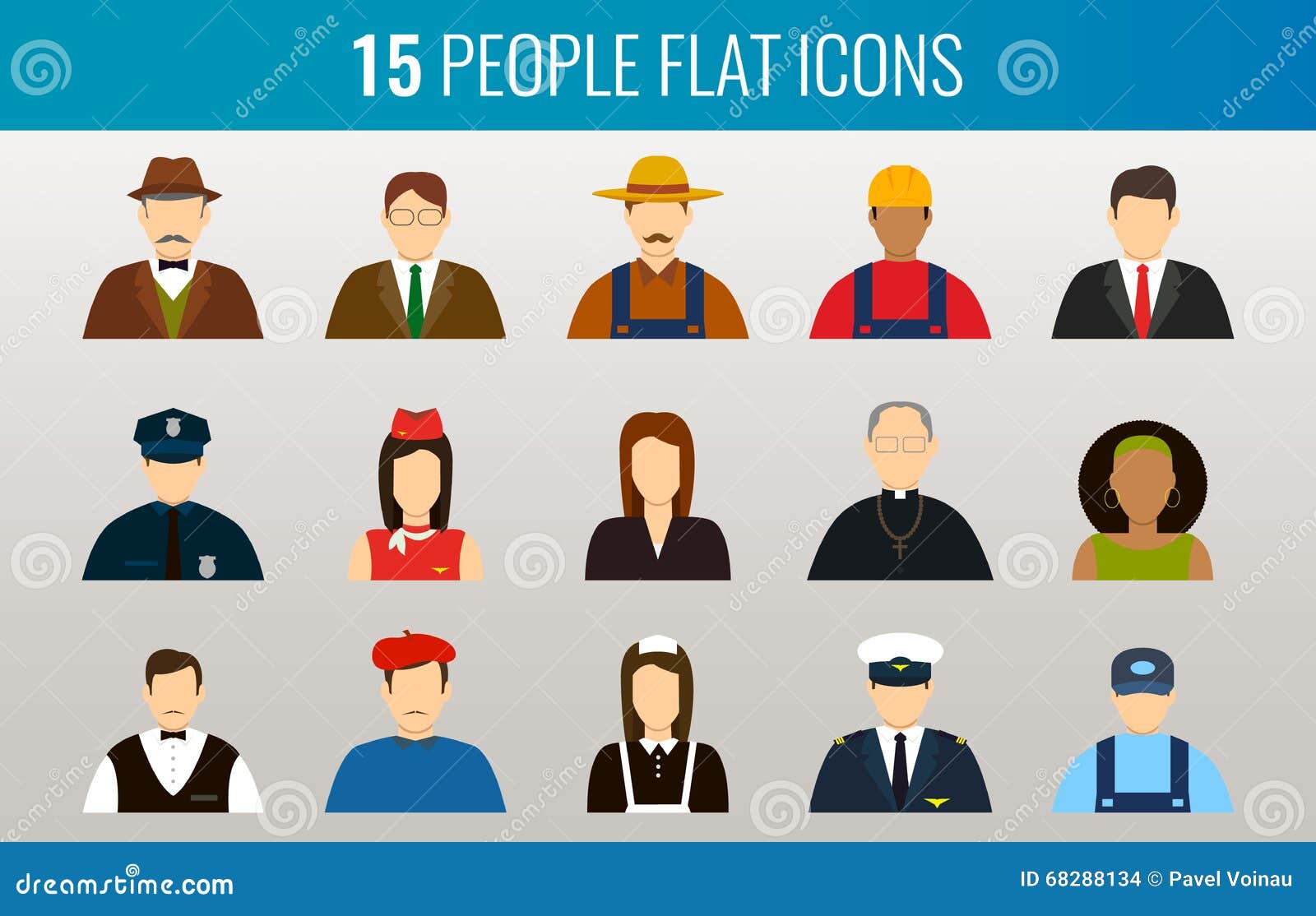 Professions Vector Flat Icons Stock Vector - Illustration of avatar ...