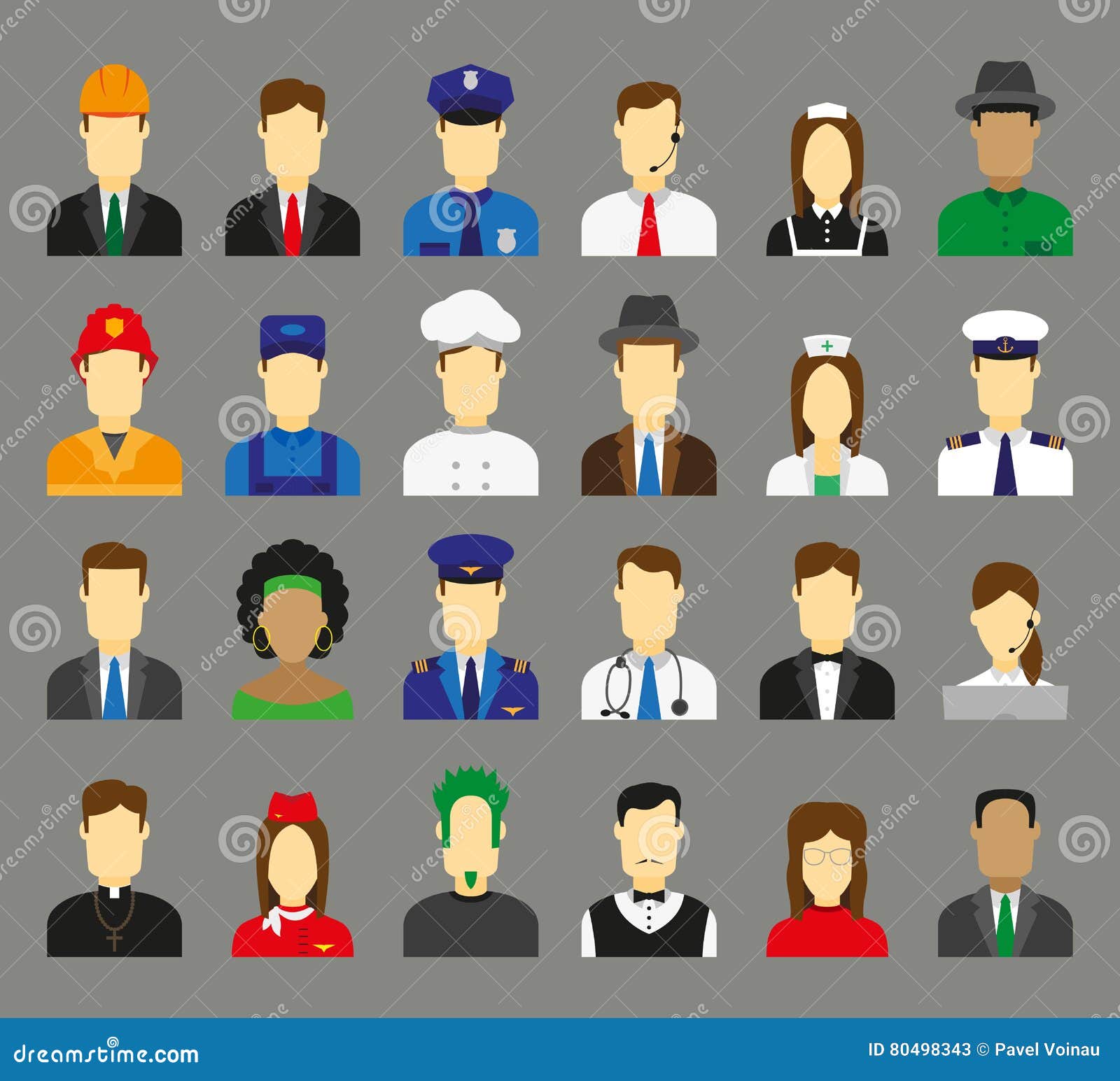 Professions Vector Flat Icons. Stock Vector - Illustration of people ...
