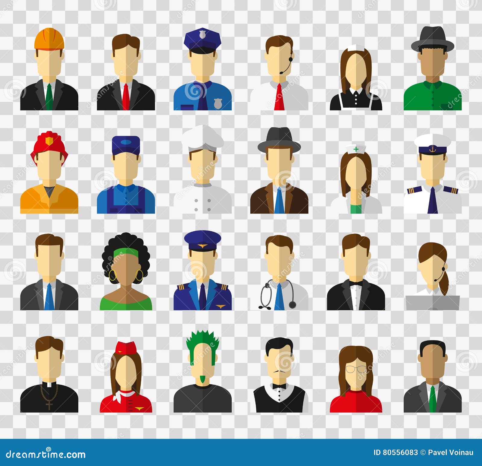 Professions Vector Flat Icons. Stock Vector - Illustration of ...