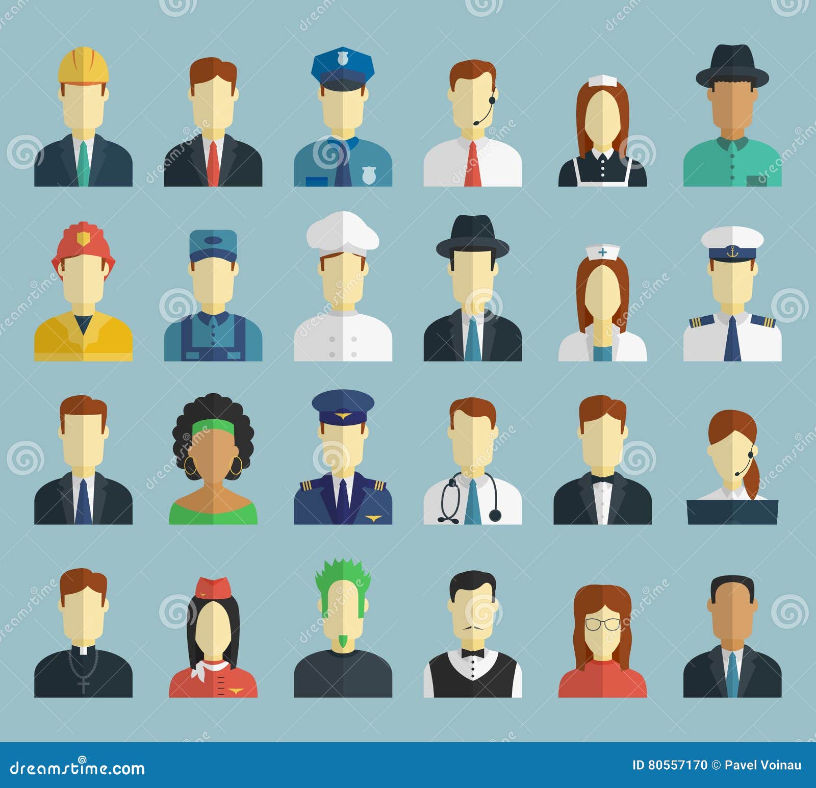 Professions Vector Flat Icons. Stock Vector - Illustration of adult ...