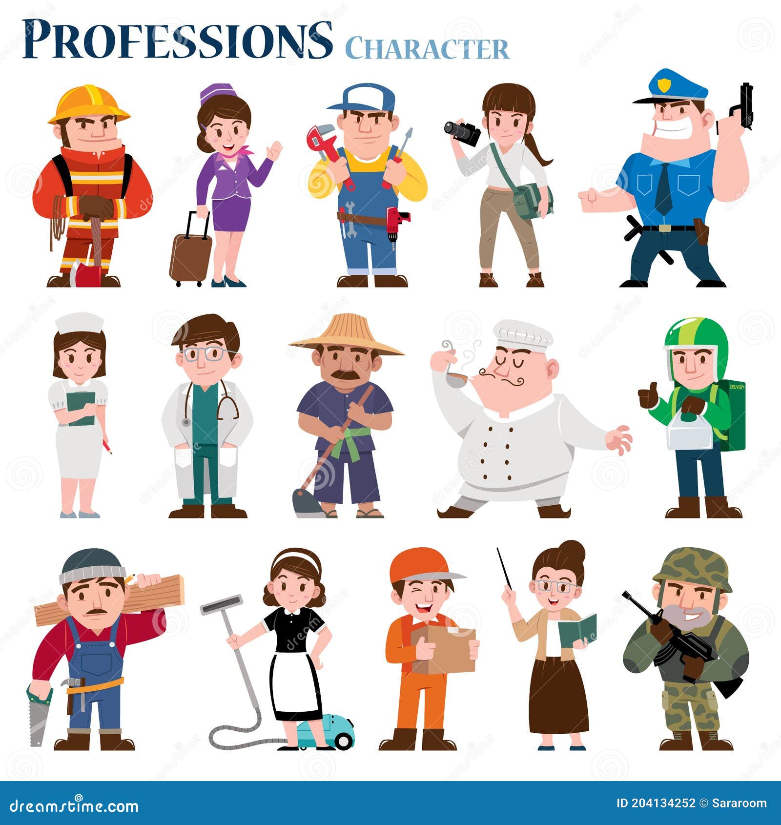 Professions stock vector. Illustration of doctor, chef - 204134252