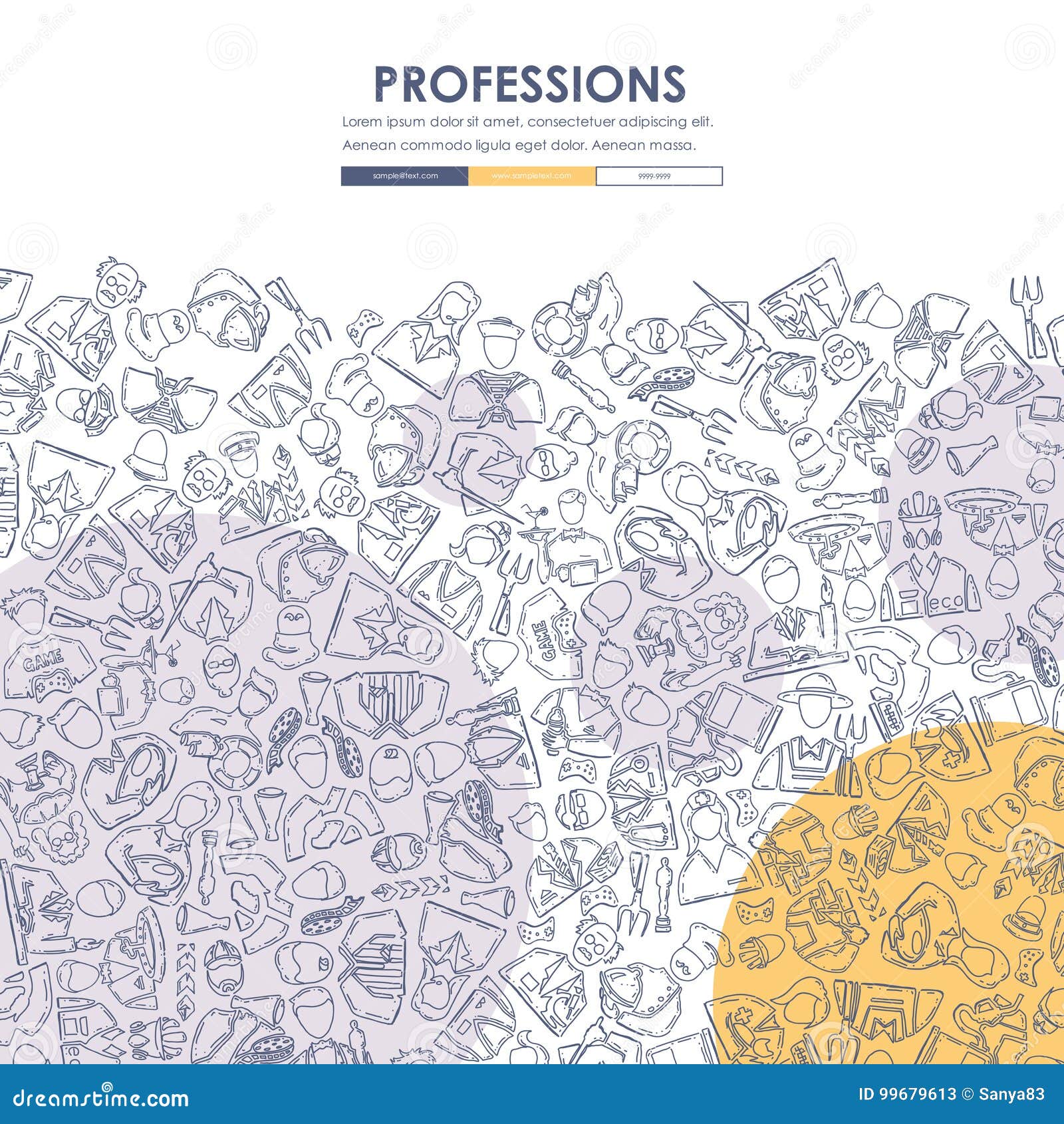 Professions Doodle Website Template Design Stock Vector - Illustration ...