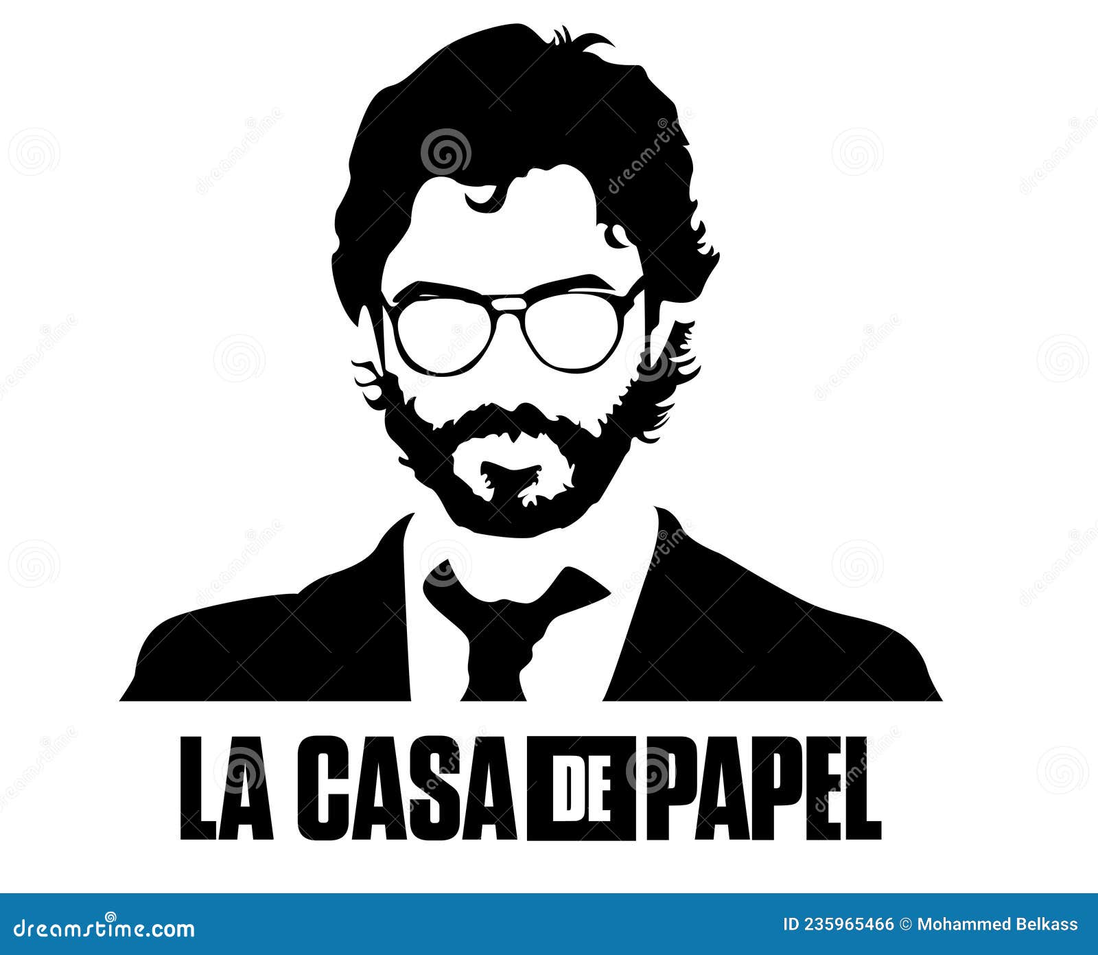 Professor with La Casa De Papel Title Money Heist Design Graphic ...