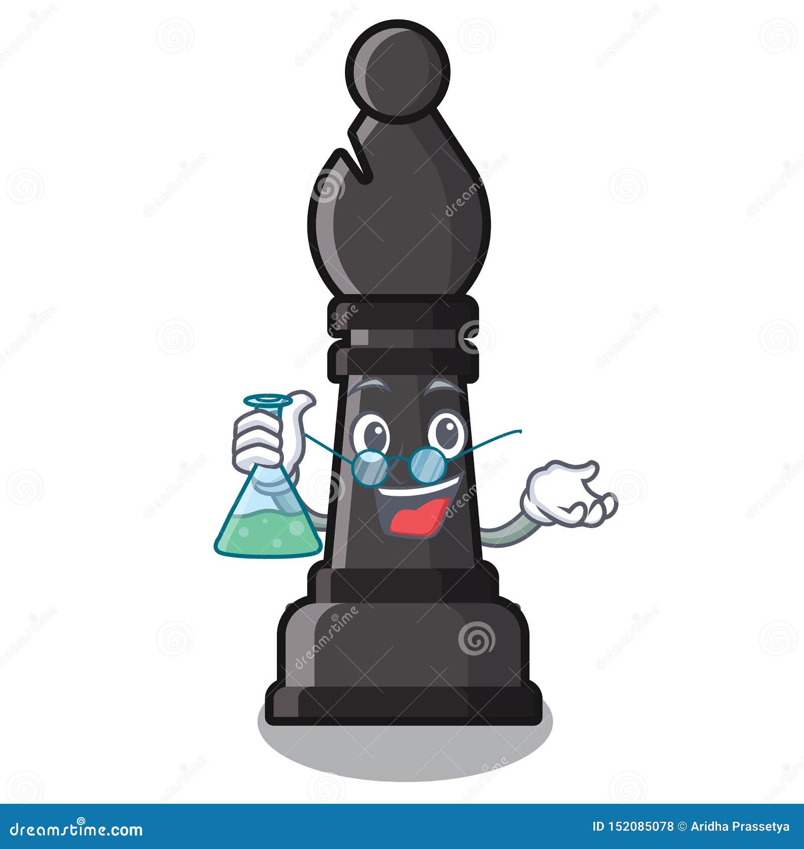 Professor Chess Knight Next To Cartoon Table Vector Illustration ...