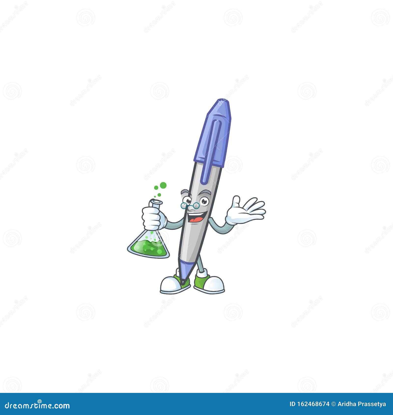 Professor Blue Long Candy Package Academic Cartoon Character Working On ...